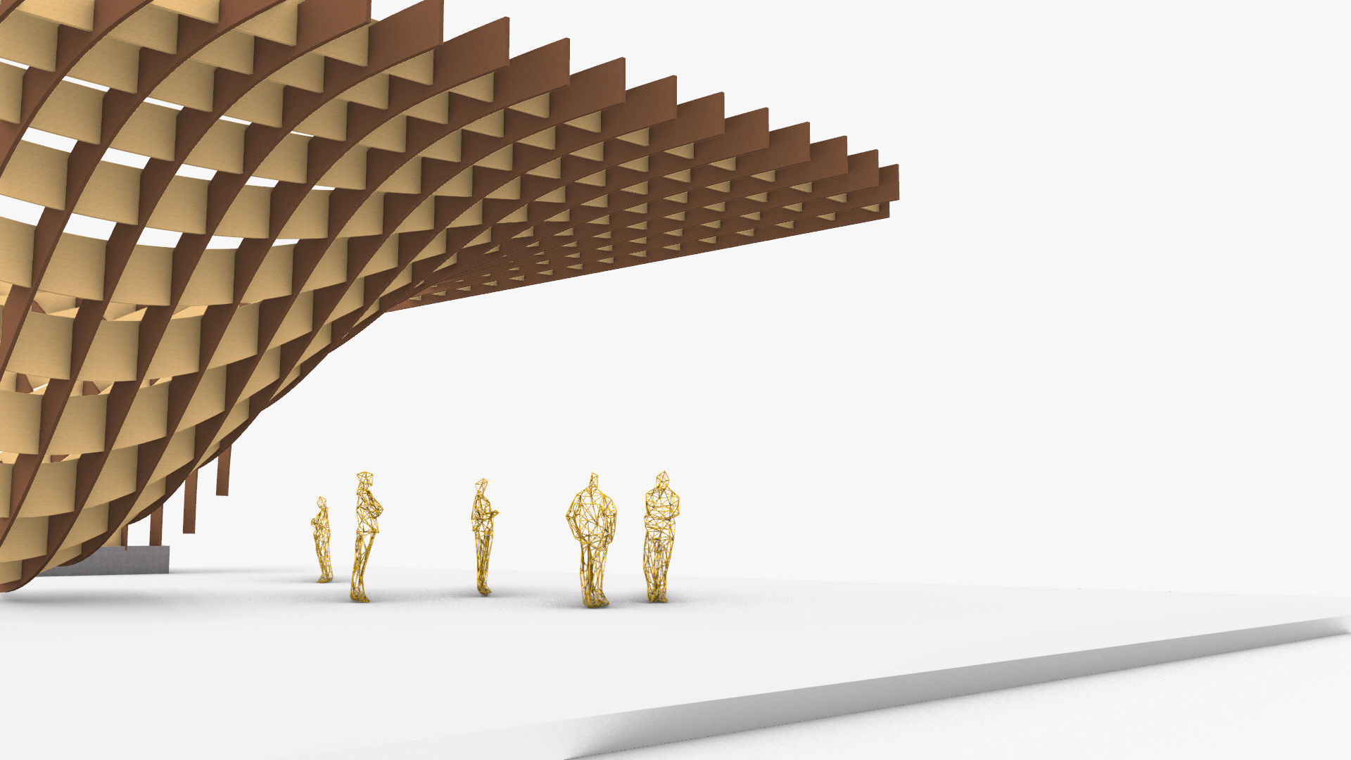 Parabolic Pergola Wooden Structure 3D model | CGTrader