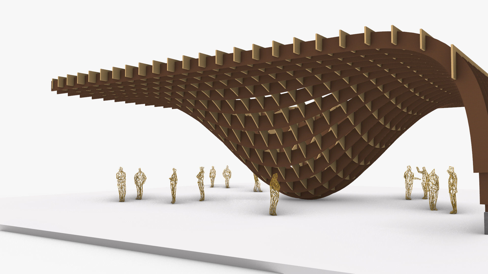 Parabolic Pergola Wooden Structure 3D model | CGTrader