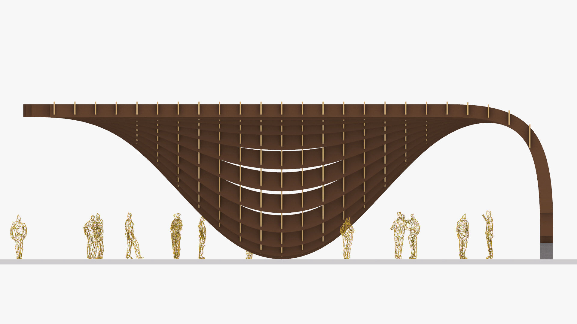 Parabolic Pergola Wooden Structure 3D model | CGTrader