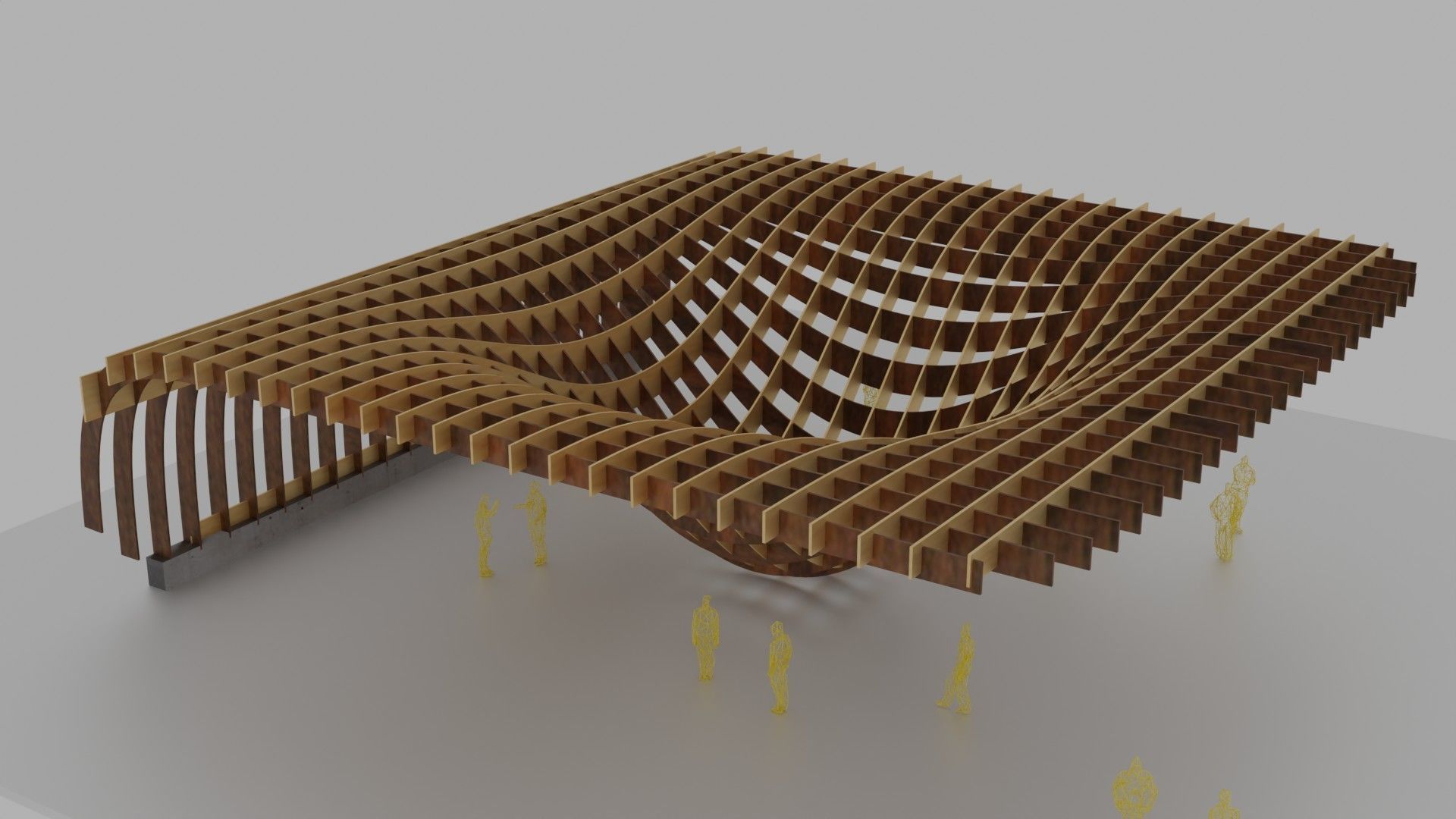 Parabolic Pergola Wooden Structure 3D model | CGTrader