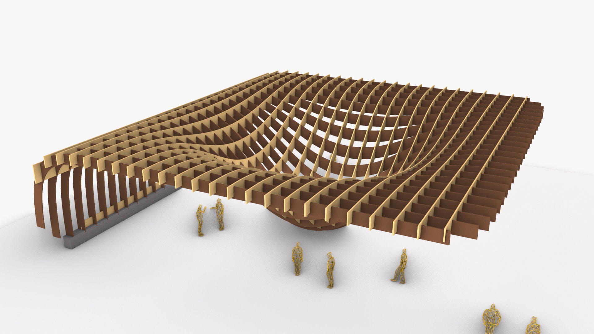 Parabolic Pergola Wooden Structure 3D model | CGTrader