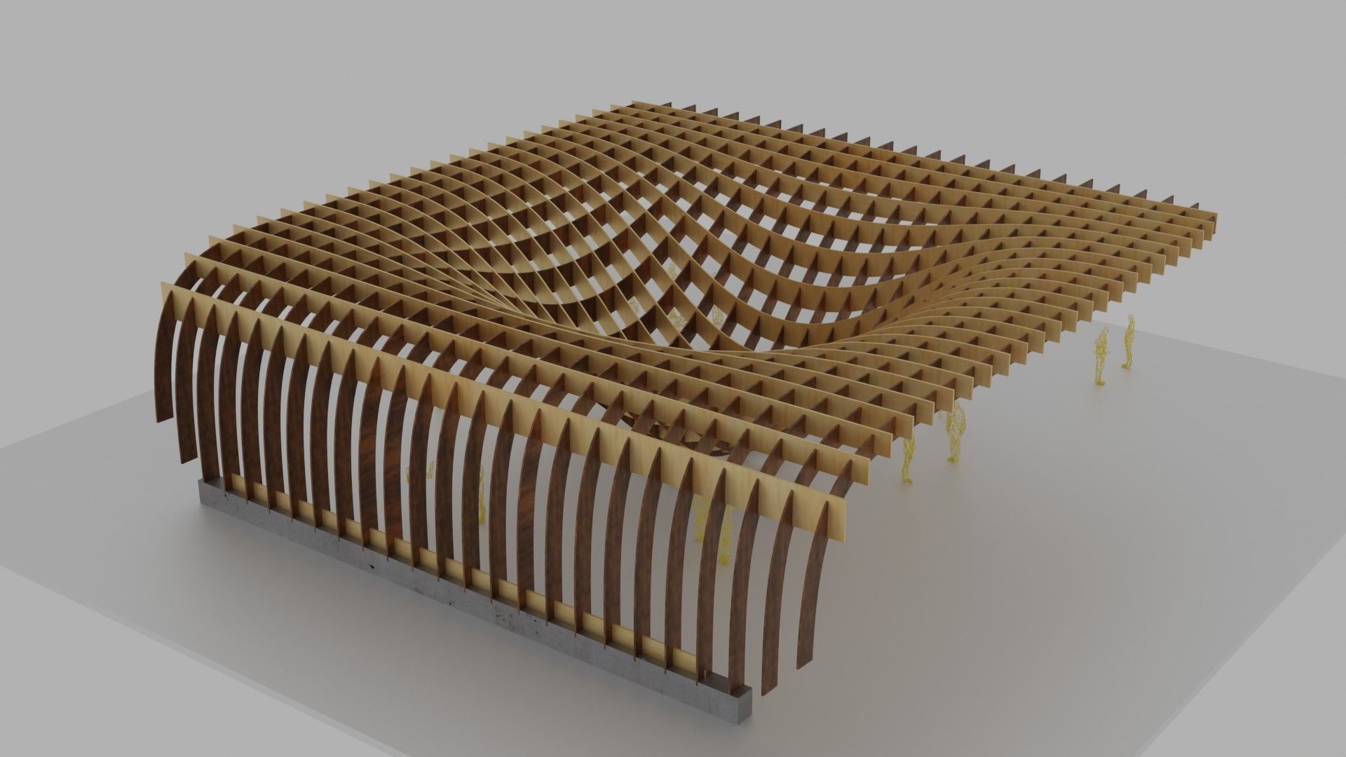 Parabolic Pergola Wooden Structure 3D model | CGTrader