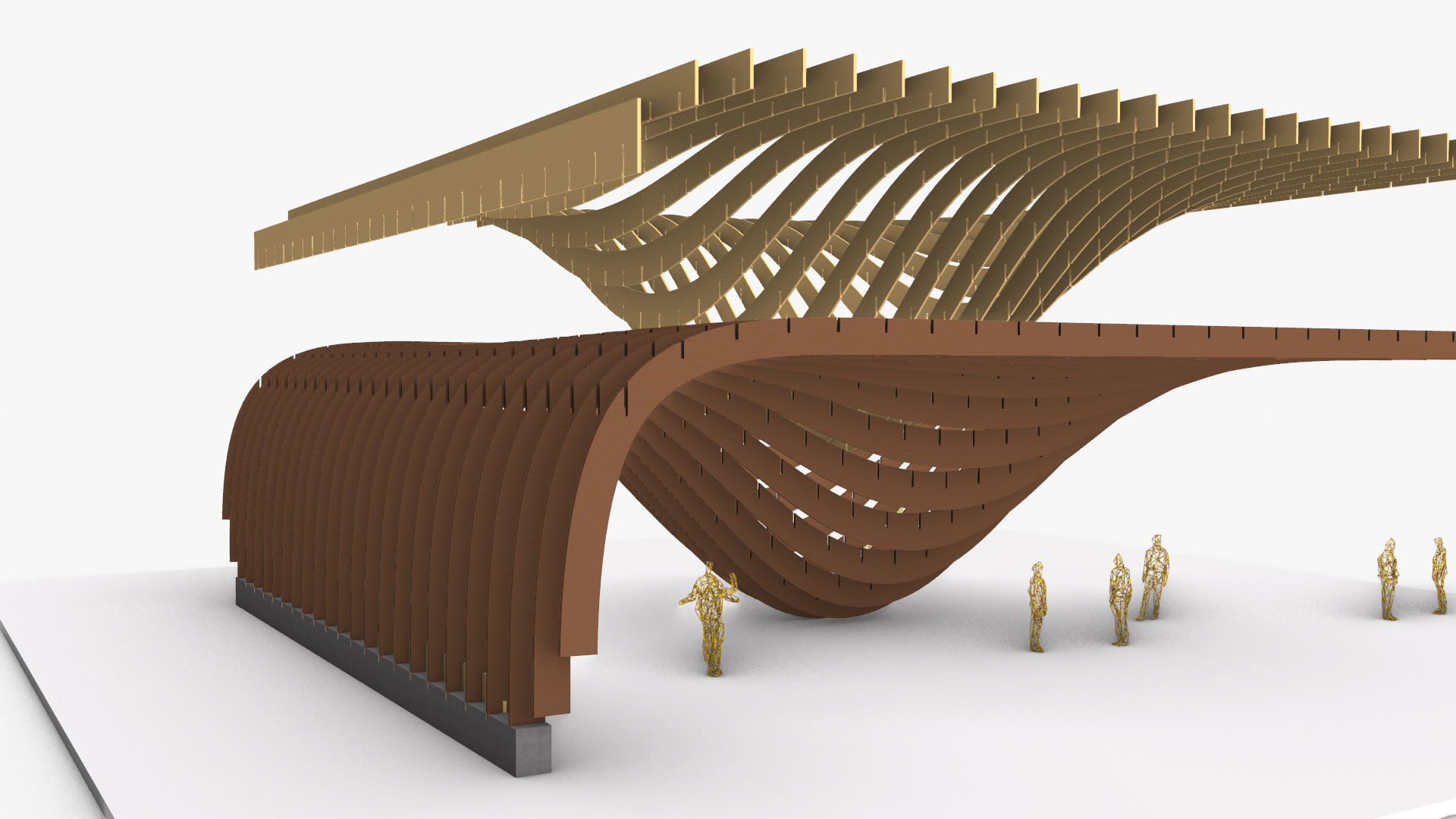 Parabolic Pergola Wooden Structure 3D model | CGTrader