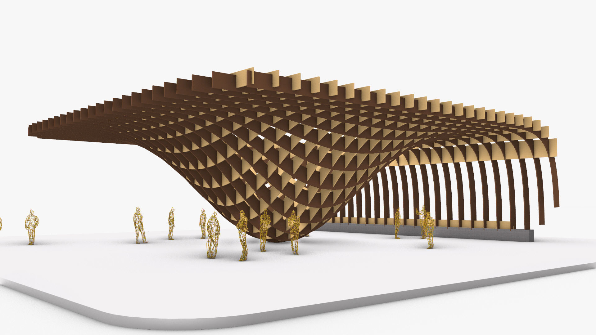 Parabolic Pergola Wooden Structure 3D model | CGTrader