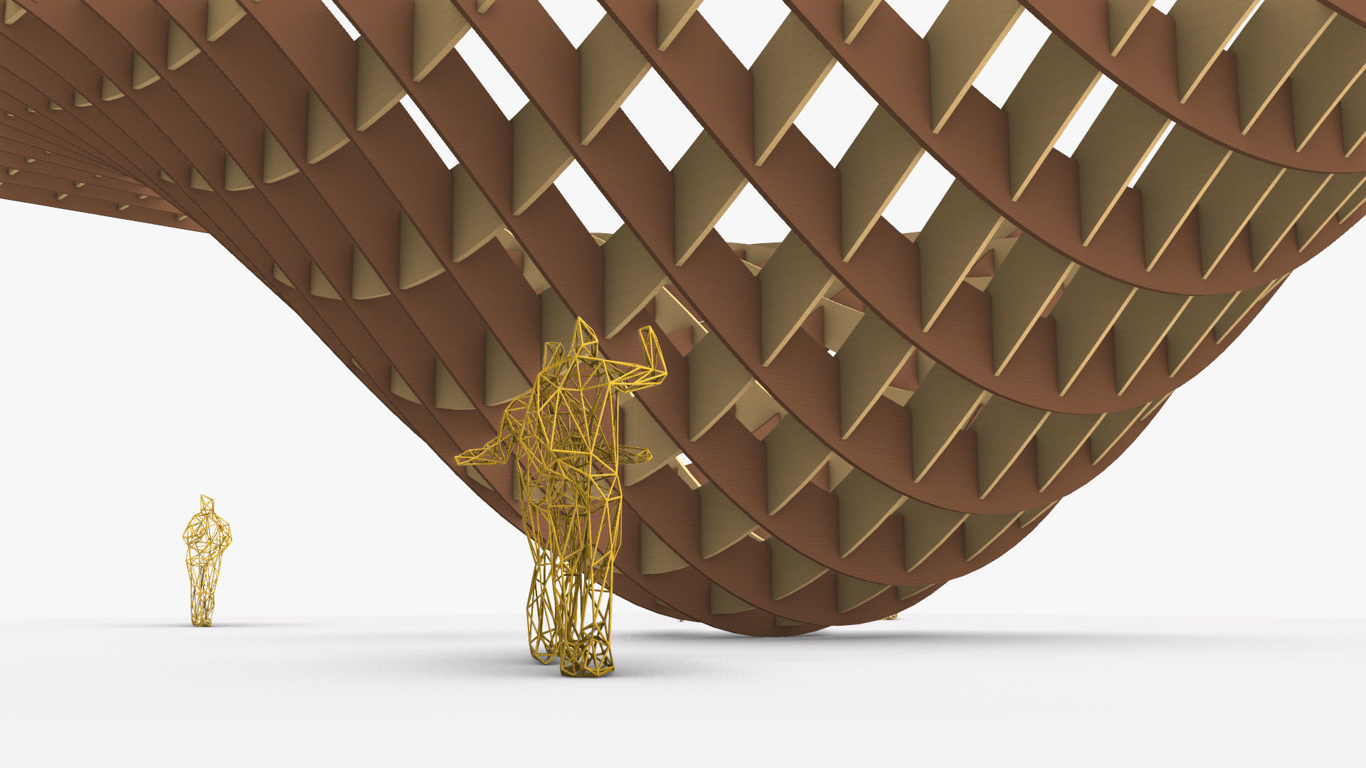 Parabolic Pergola Wooden Structure 3D model | CGTrader