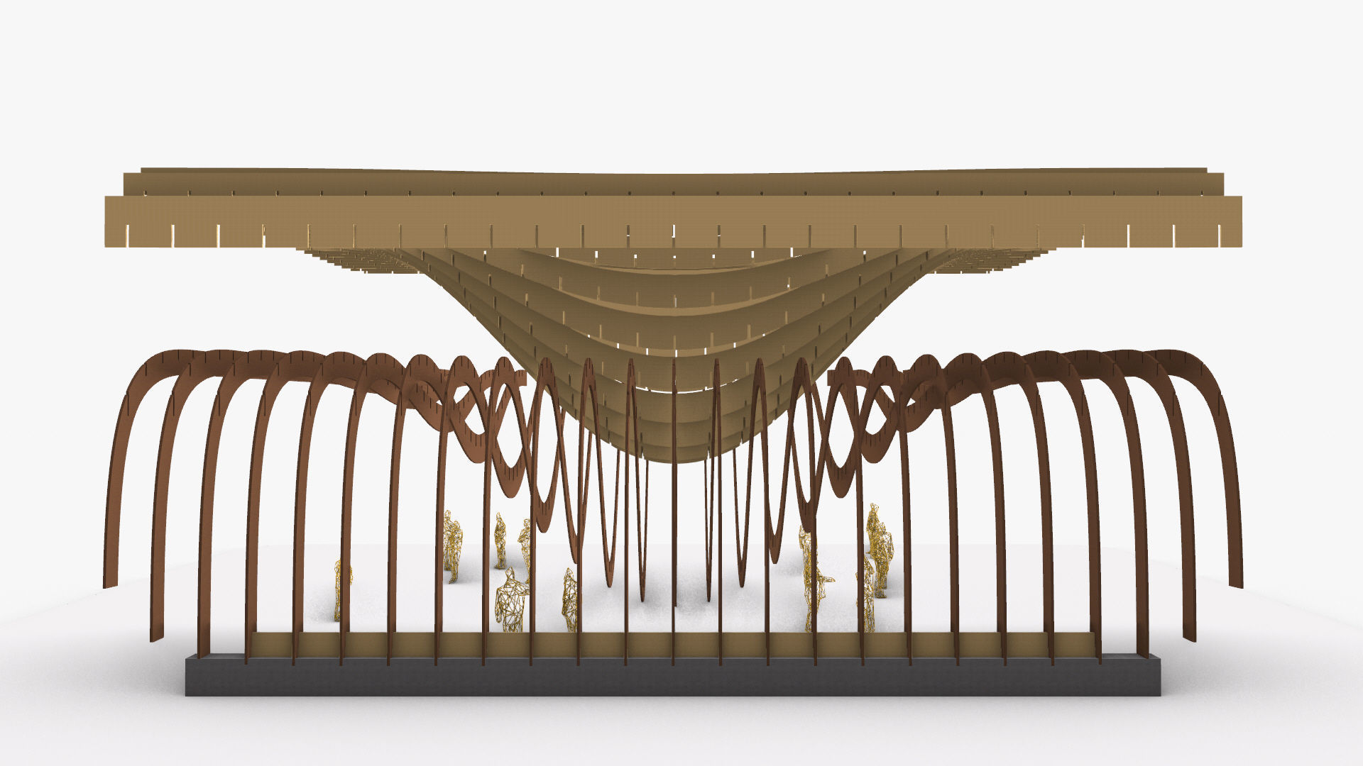 Parabolic Pergola Wooden Structure 3D model | CGTrader