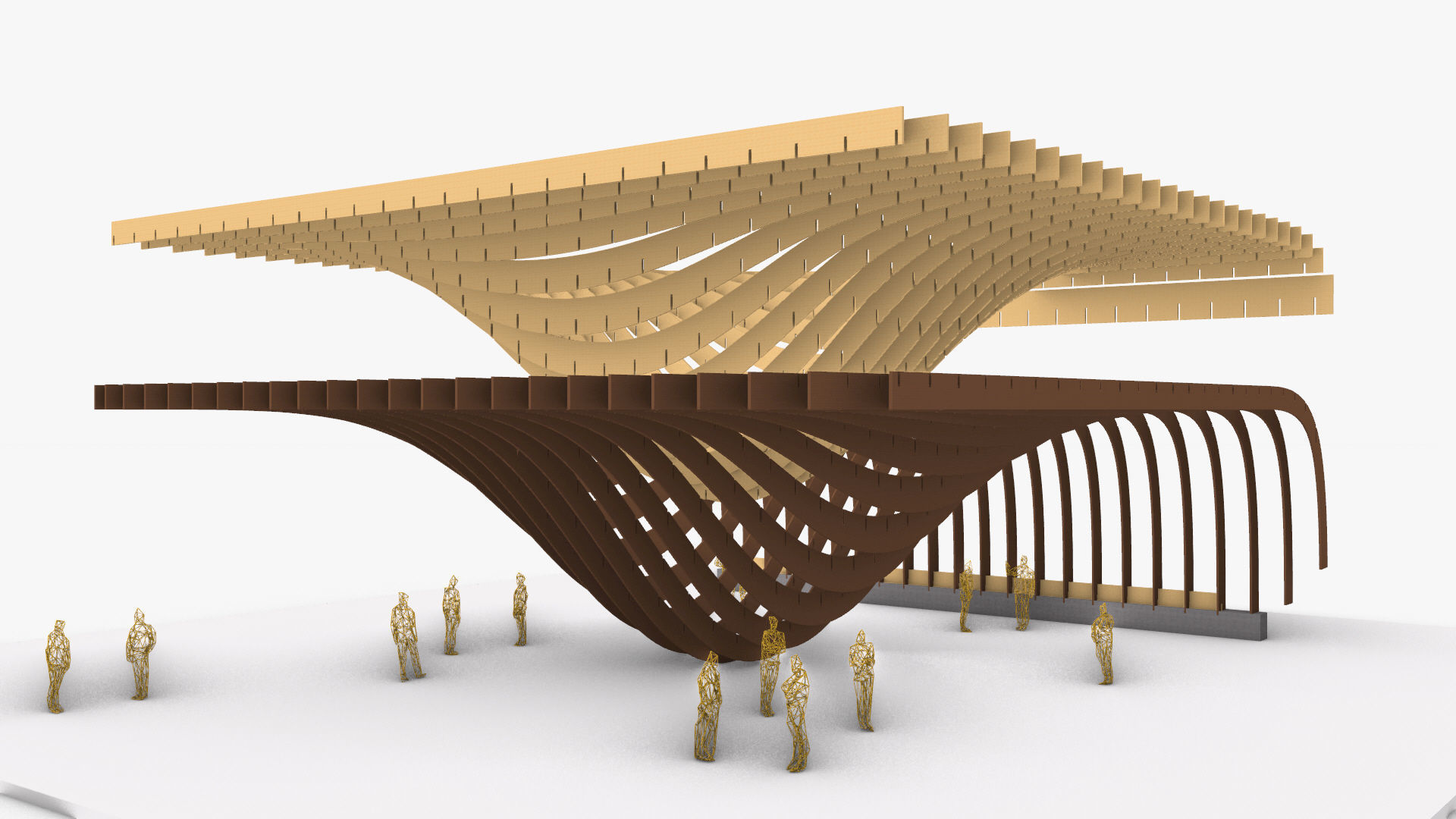 Parabolic Pergola Wooden Structure 3D model | CGTrader