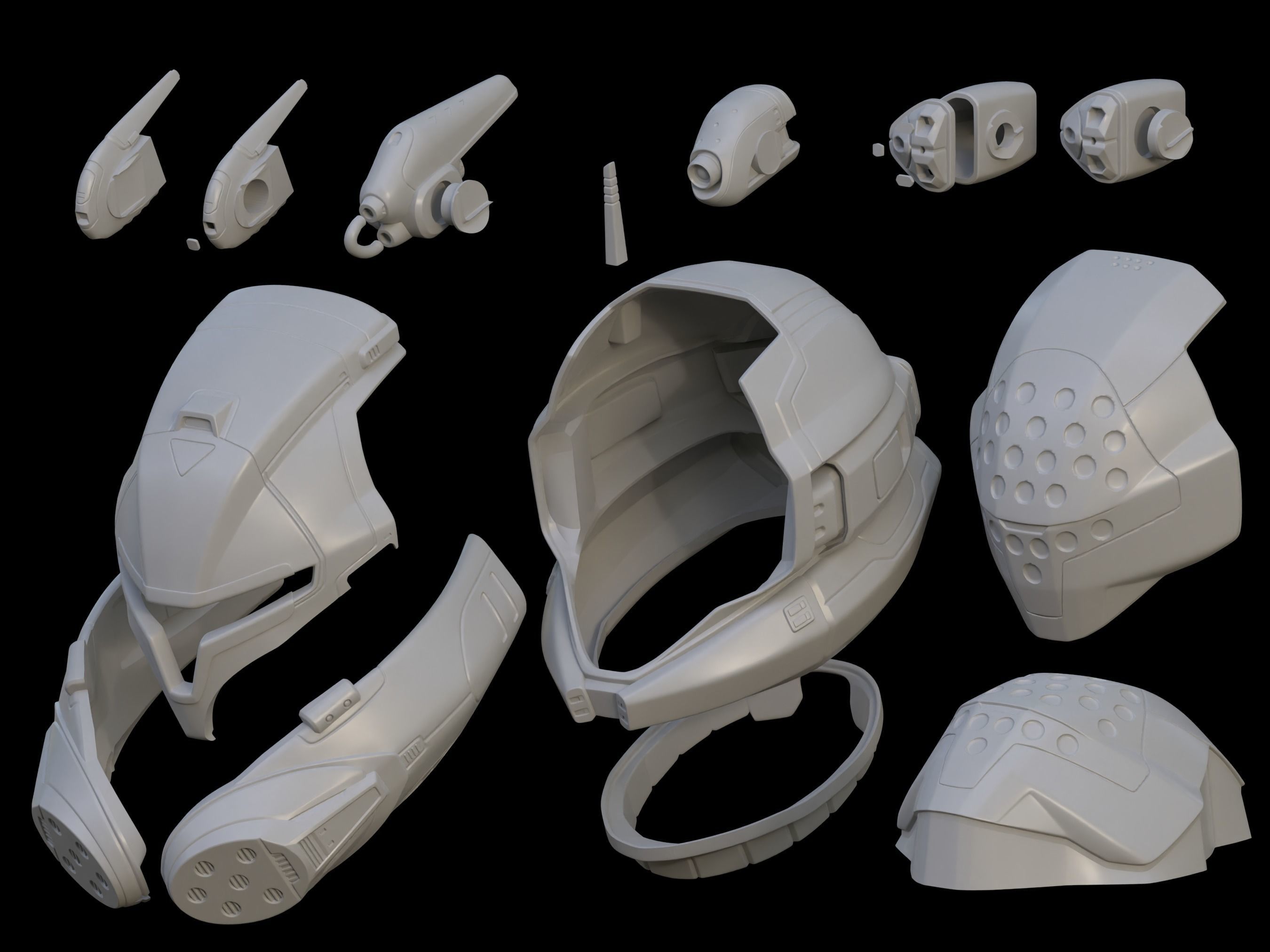 Extender helmet with attachments 3d print file 3D model 3D printable ...