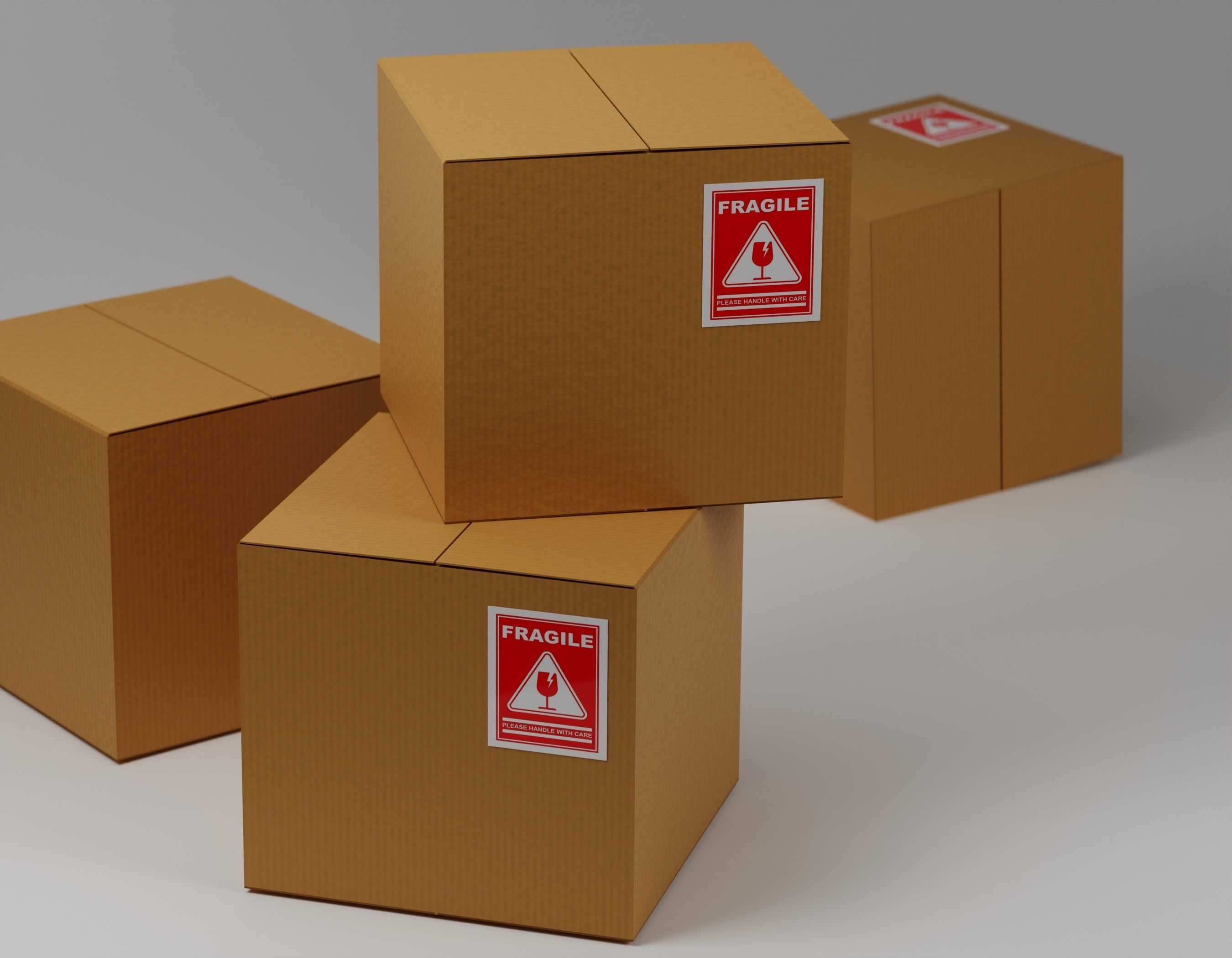 Cardboard box Fragile 3D model Rigged 3D model | CGTrader