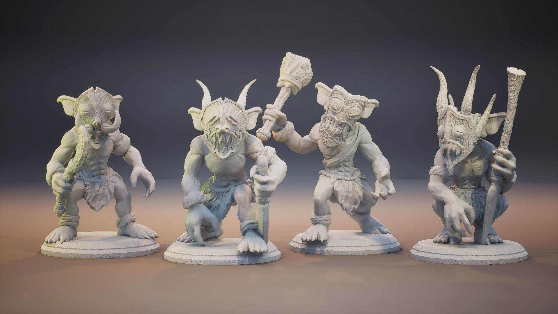 Tribal Goblin 4 - pack 3D model 3D printable | CGTrader