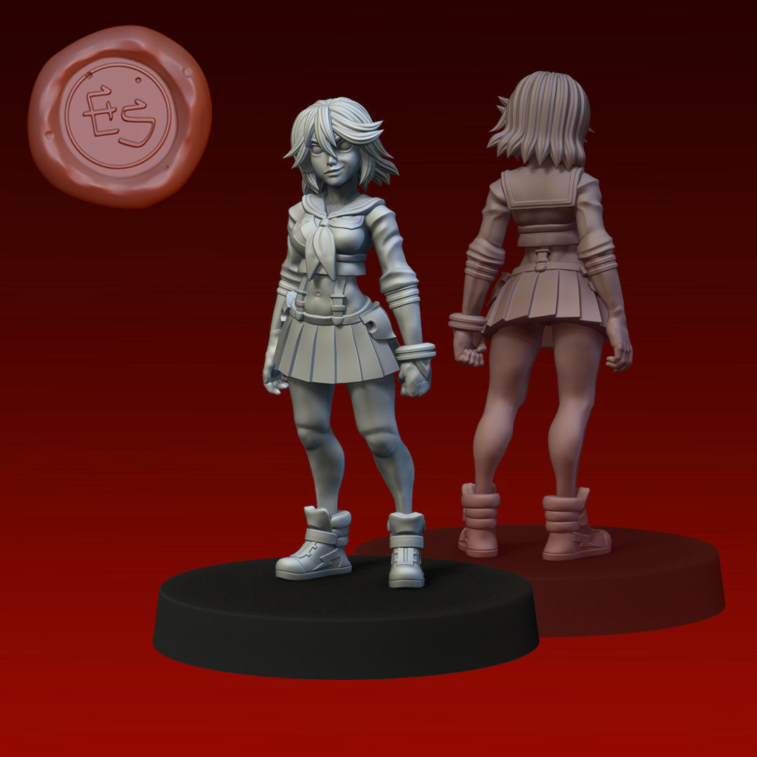 Ryuko Matoi in School Uniform - Kill la Kill - 32mm Miniature 3D model ...