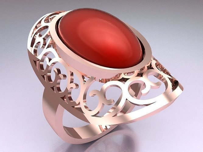 Oval Stone Ring - Womens Rings - GN227 3D model 3D printable | CGTrader