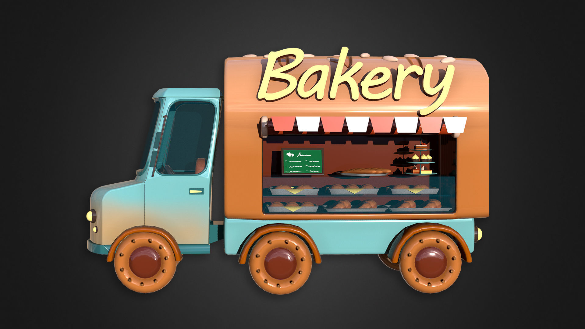 Asset - Cartoons - Food Car - Bakery 3D model | CGTrader