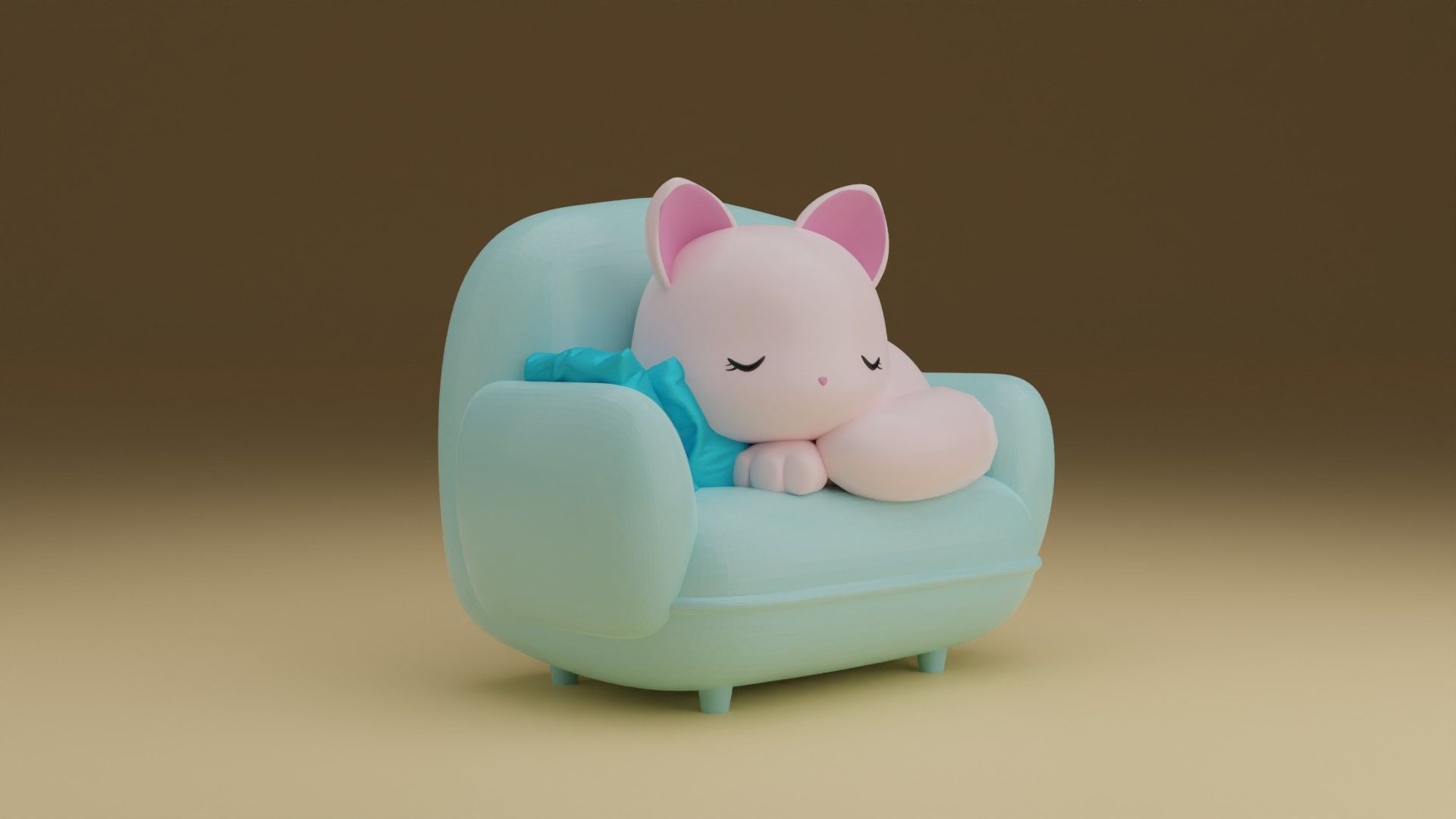 sleeping cat 3D model 3D printable | CGTrader