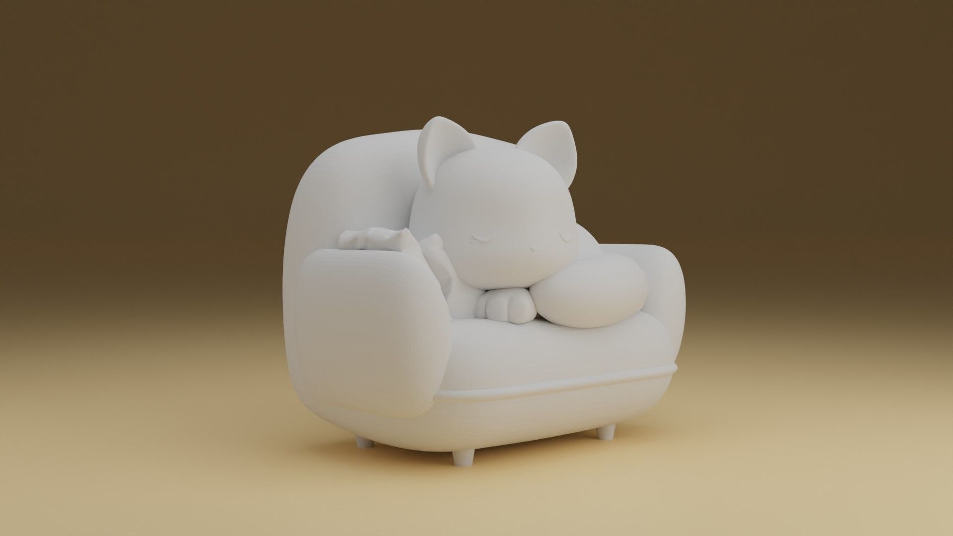 sleeping cat 3D model 3D printable | CGTrader