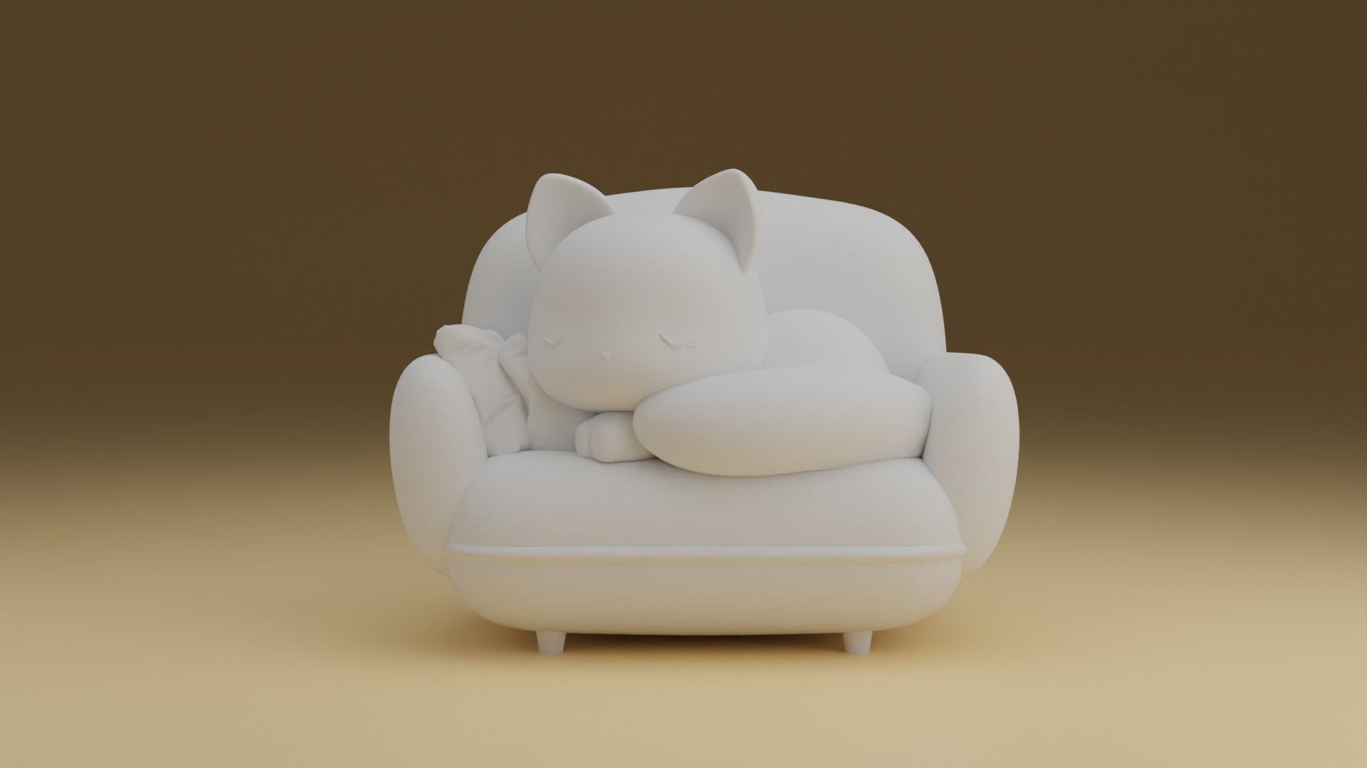 sleeping cat 3D model 3D printable | CGTrader