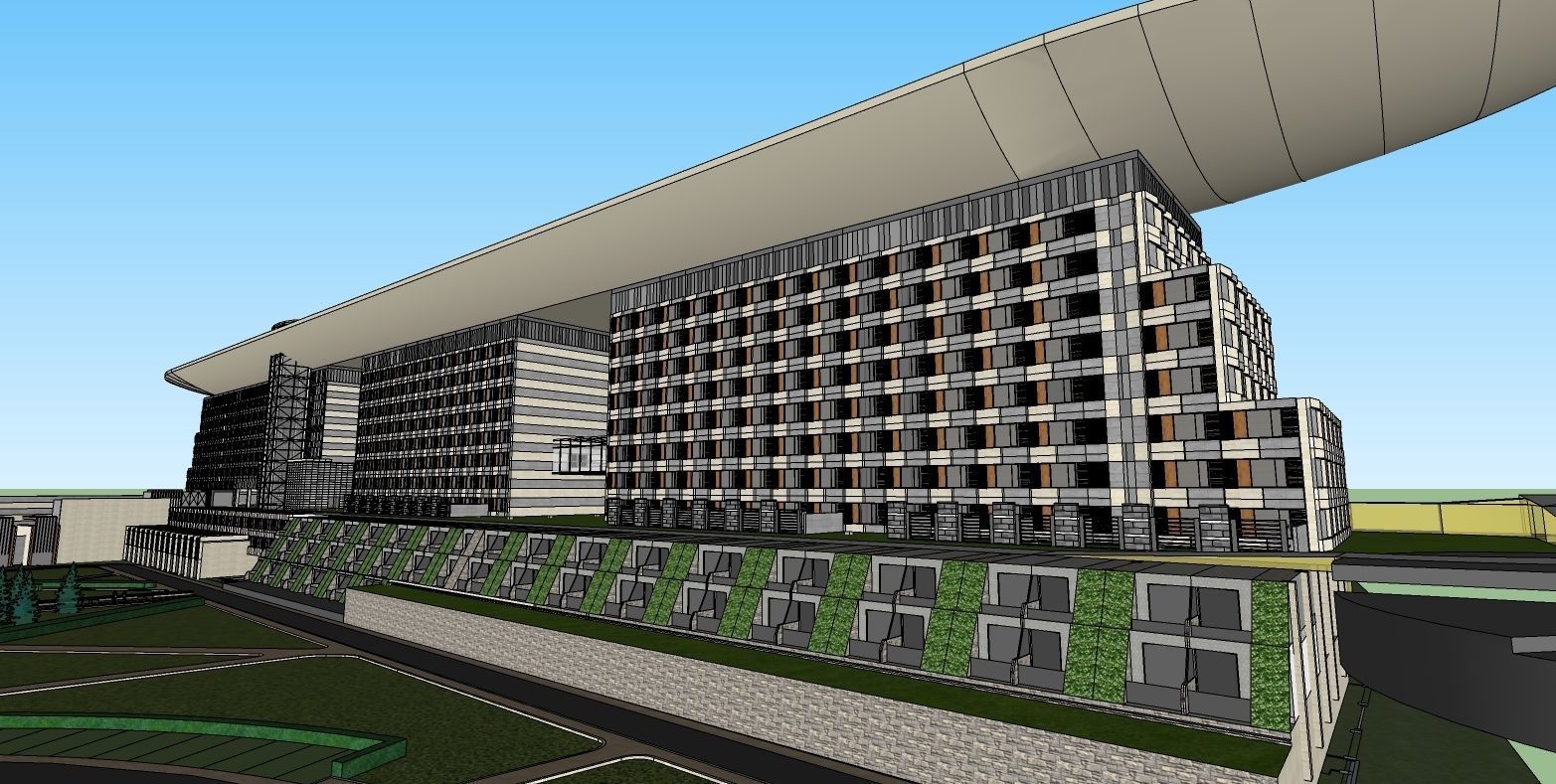 HOTEL BUILDING 3D MODEL WITH PARK 3D model | CGTrader