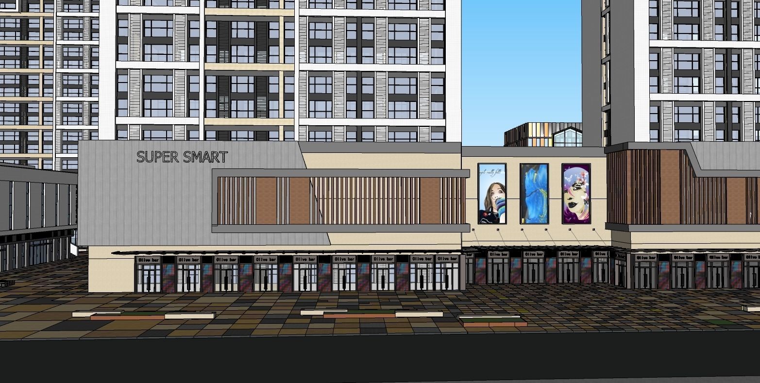 MODERN OFFICE BUILDING WITH SHOPPING MALL 3D model | CGTrader