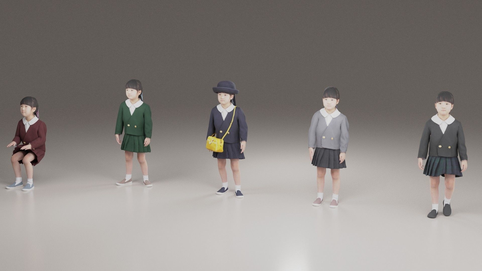 3D model Asian student girl-247 Emi VR / AR / low-poly | CGTrader