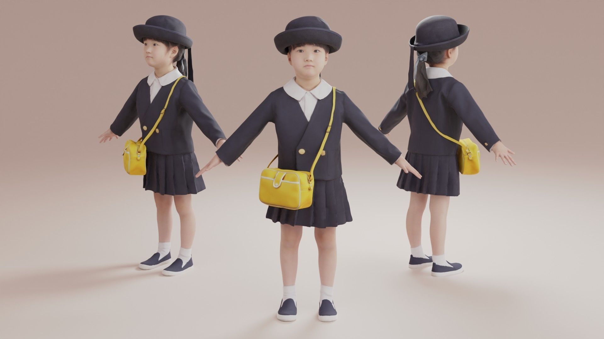 3D model Asian student girl-247 Emi VR / AR / low-poly | CGTrader