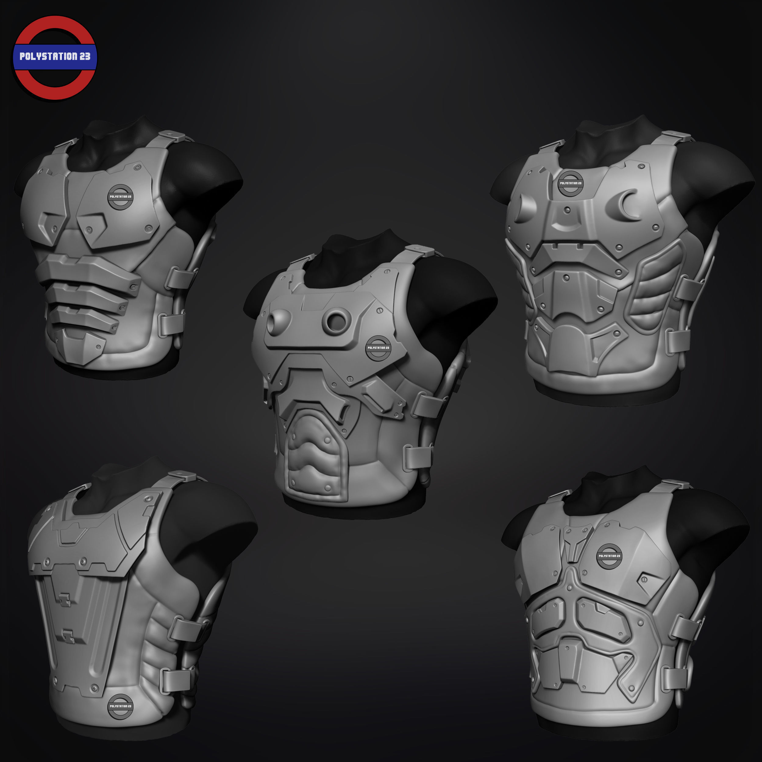 Sci fi Armour torso Kitbash v2 pack of 5 zbrush highpoly 3D Model ...
