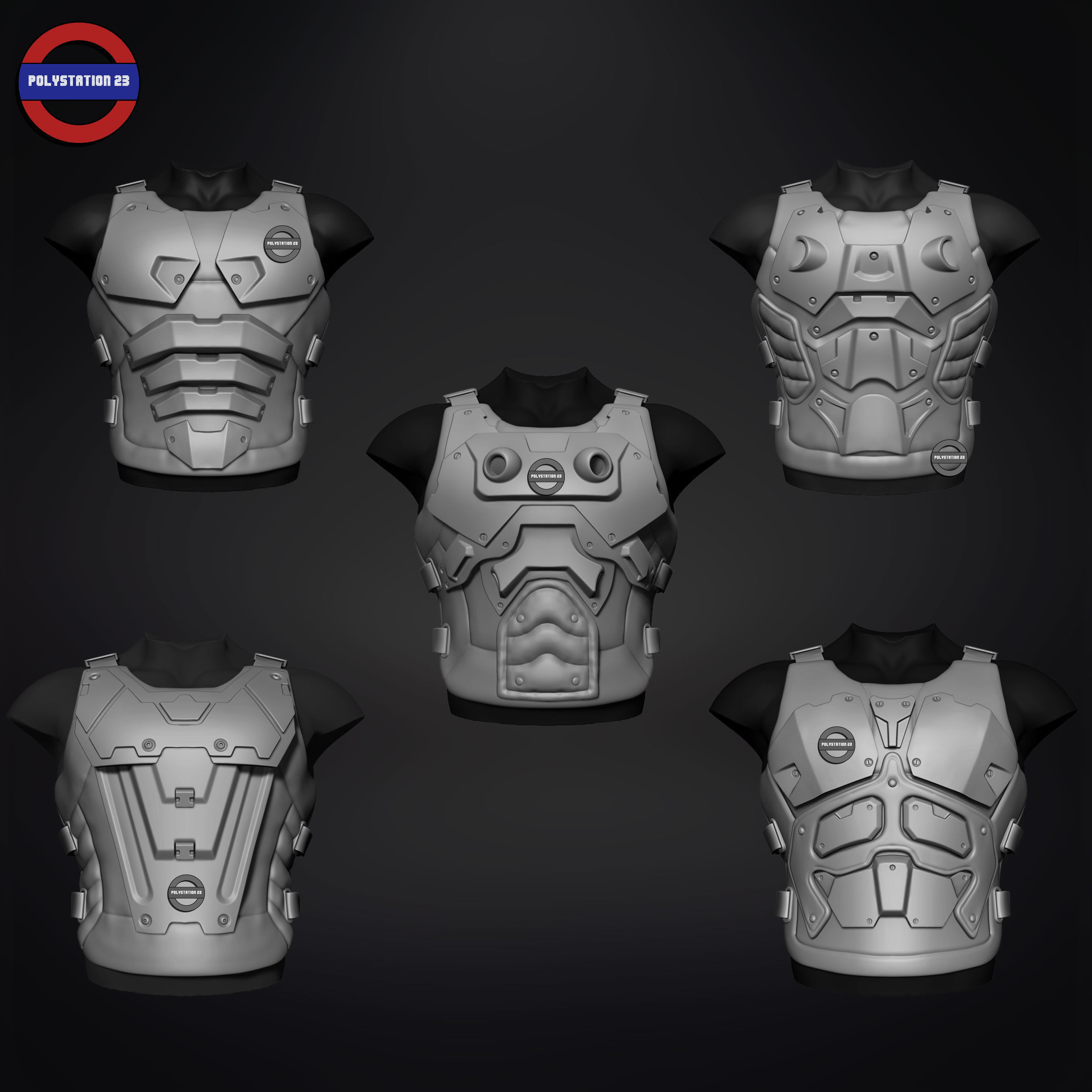 Sci fi Armour torso Kitbash v2 pack of 5 zbrush highpoly 3D Model ...