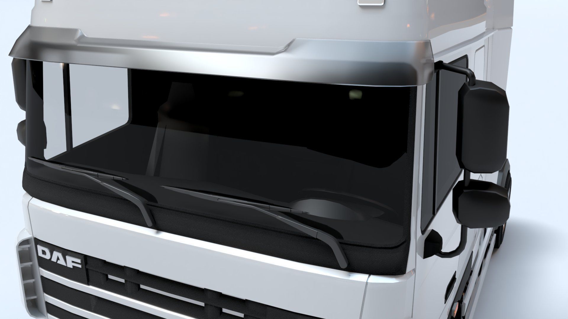 3D model Articulated DAF XF Truck Cab with Freight Trailer VR / AR ...