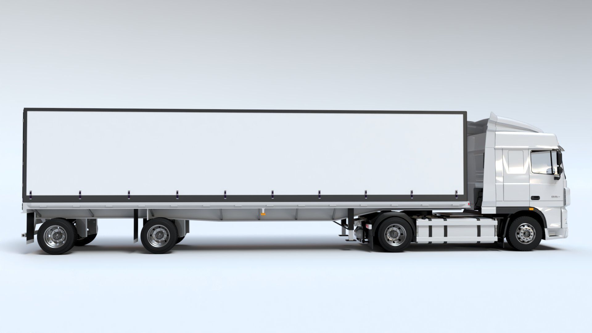 3D model Articulated DAF XF Truck Cab with Freight Trailer VR / AR ...