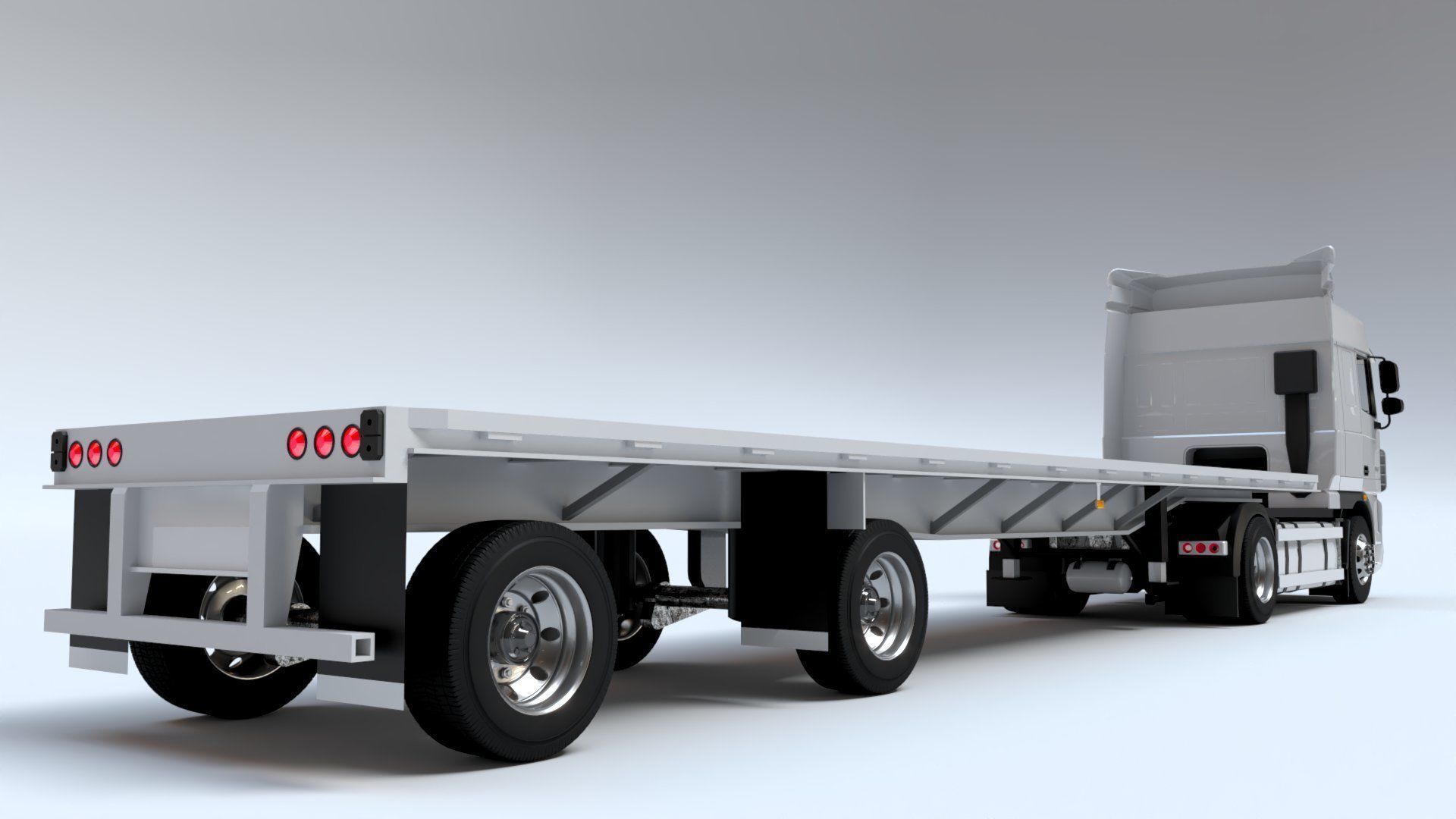 3D model Articulated DAF XF Truck Cab with Flatbed Trailer VR / AR ...