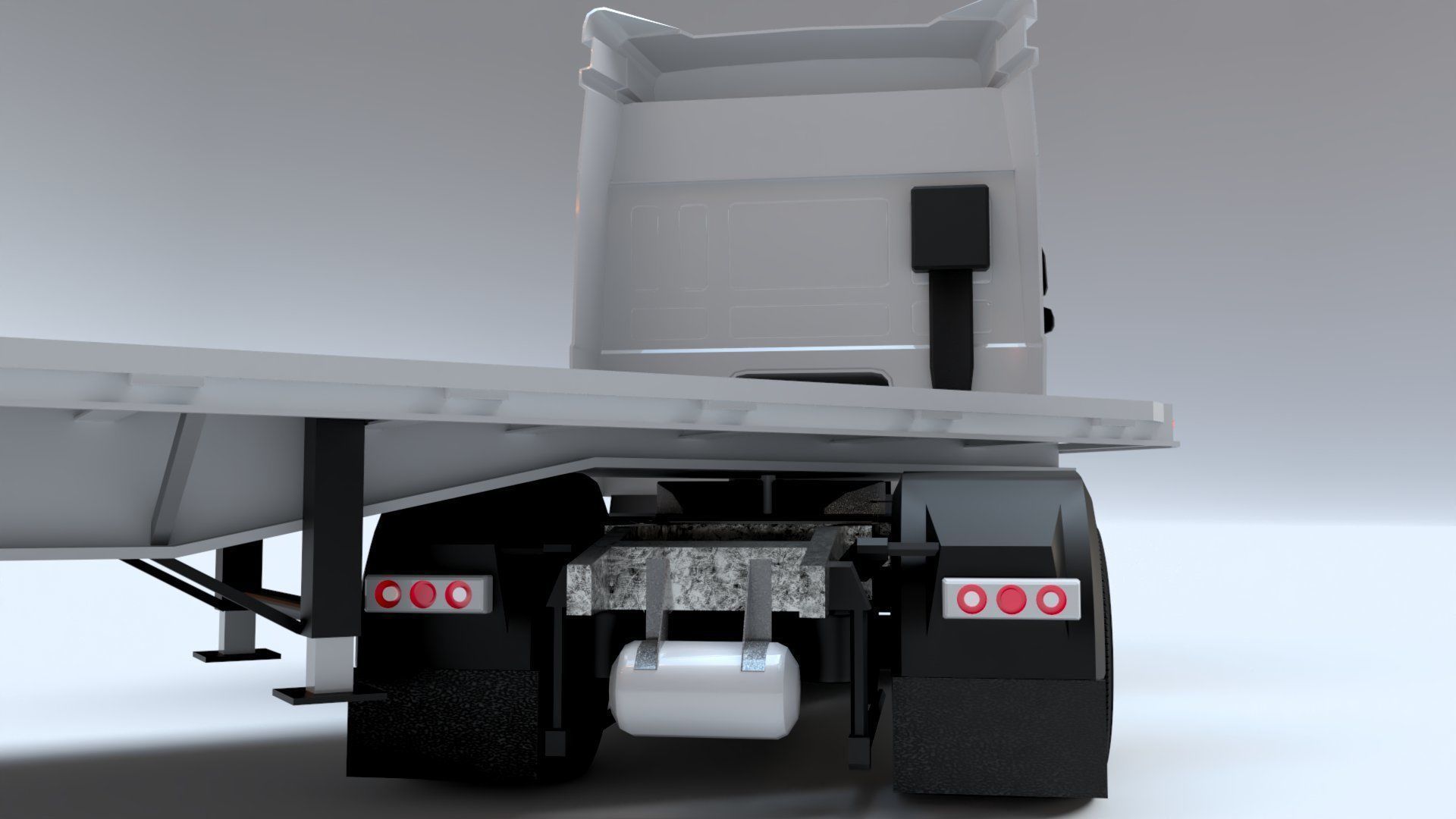 3D model Articulated DAF XF Truck Cab with Flatbed Trailer VR / AR ...