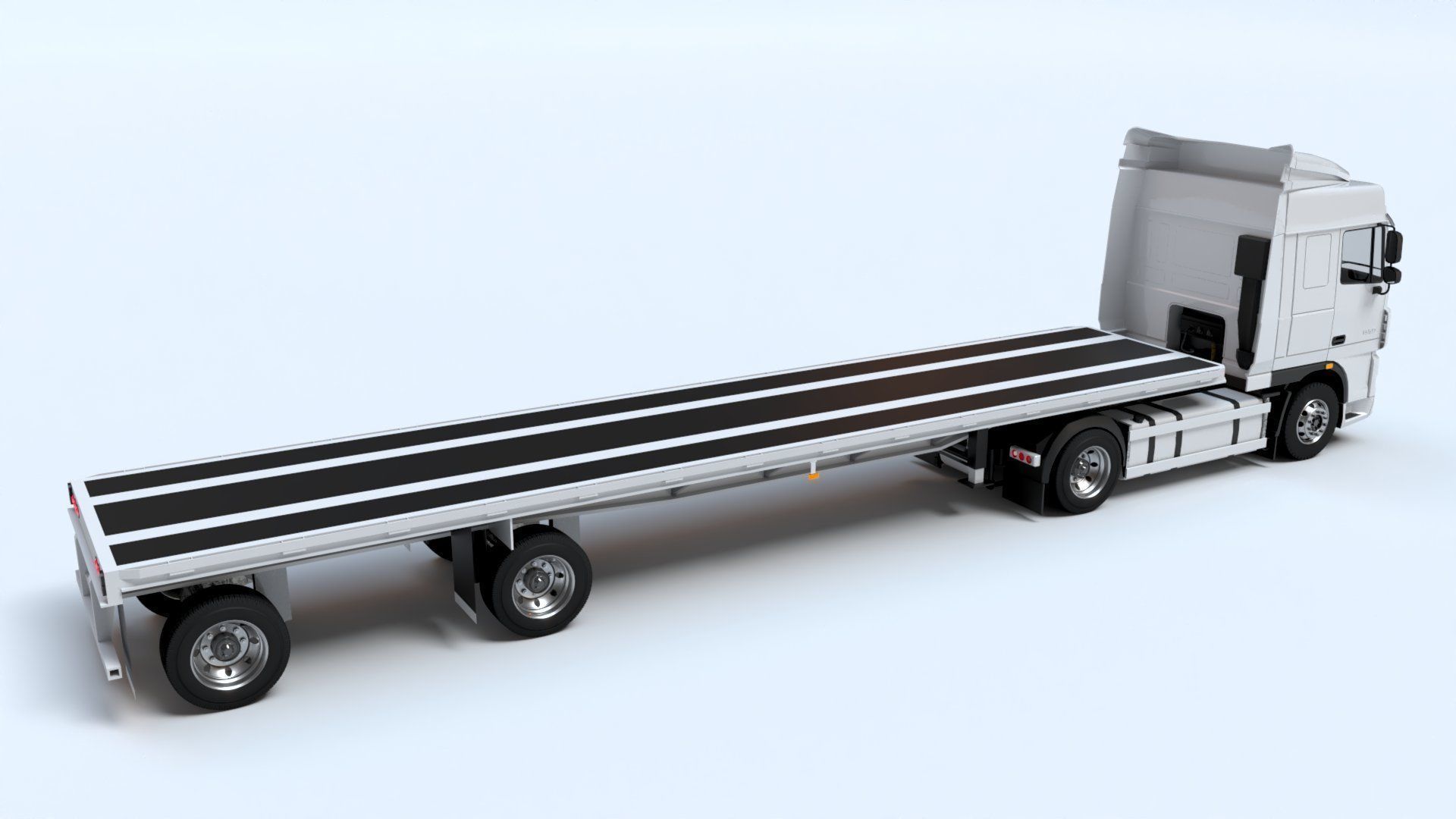 3D model Articulated DAF XF Truck Cab with Flatbed Trailer VR / AR ...