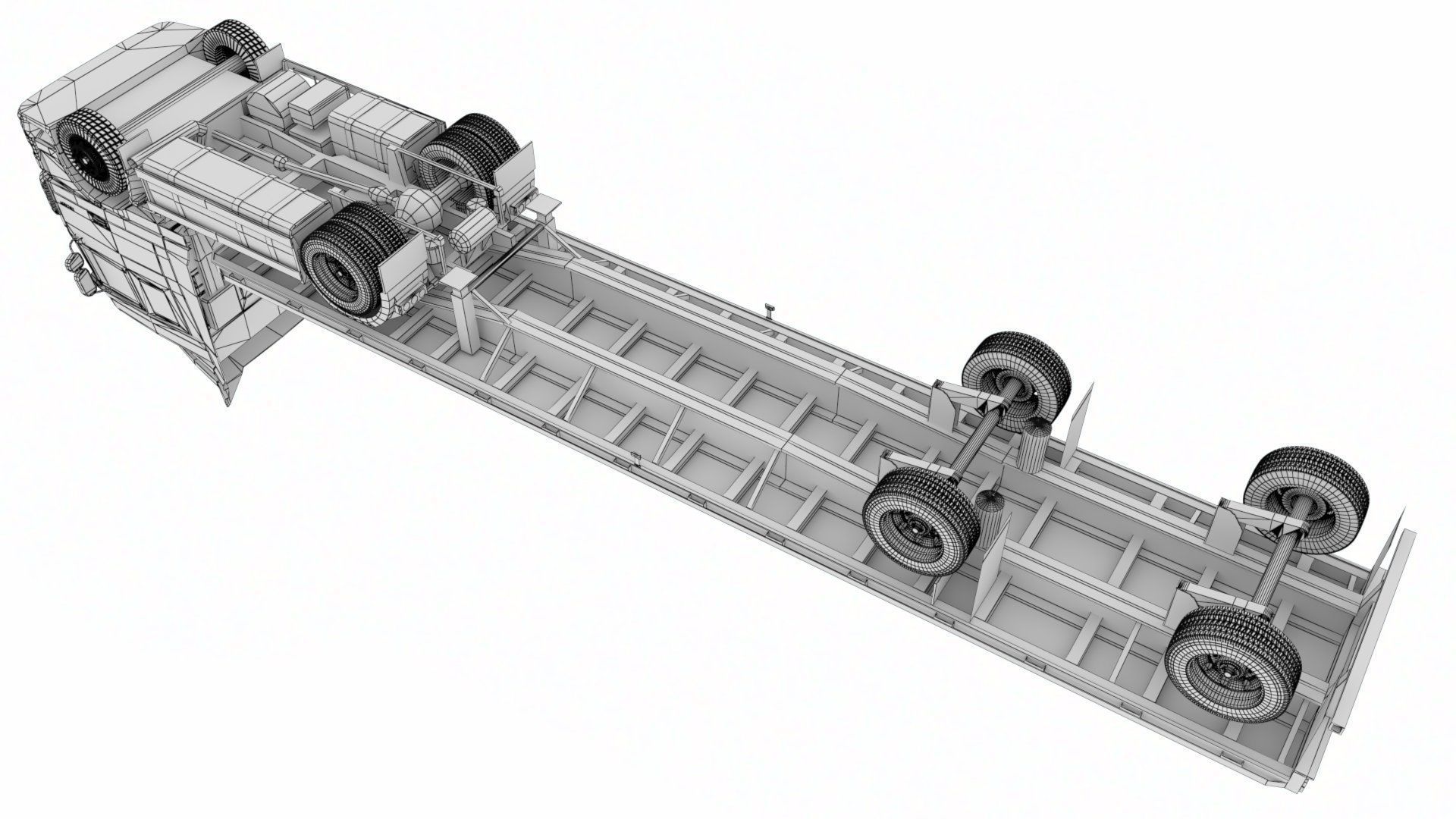 3D model Articulated DAF XF Truck Cab with Flatbed Trailer VR / AR ...