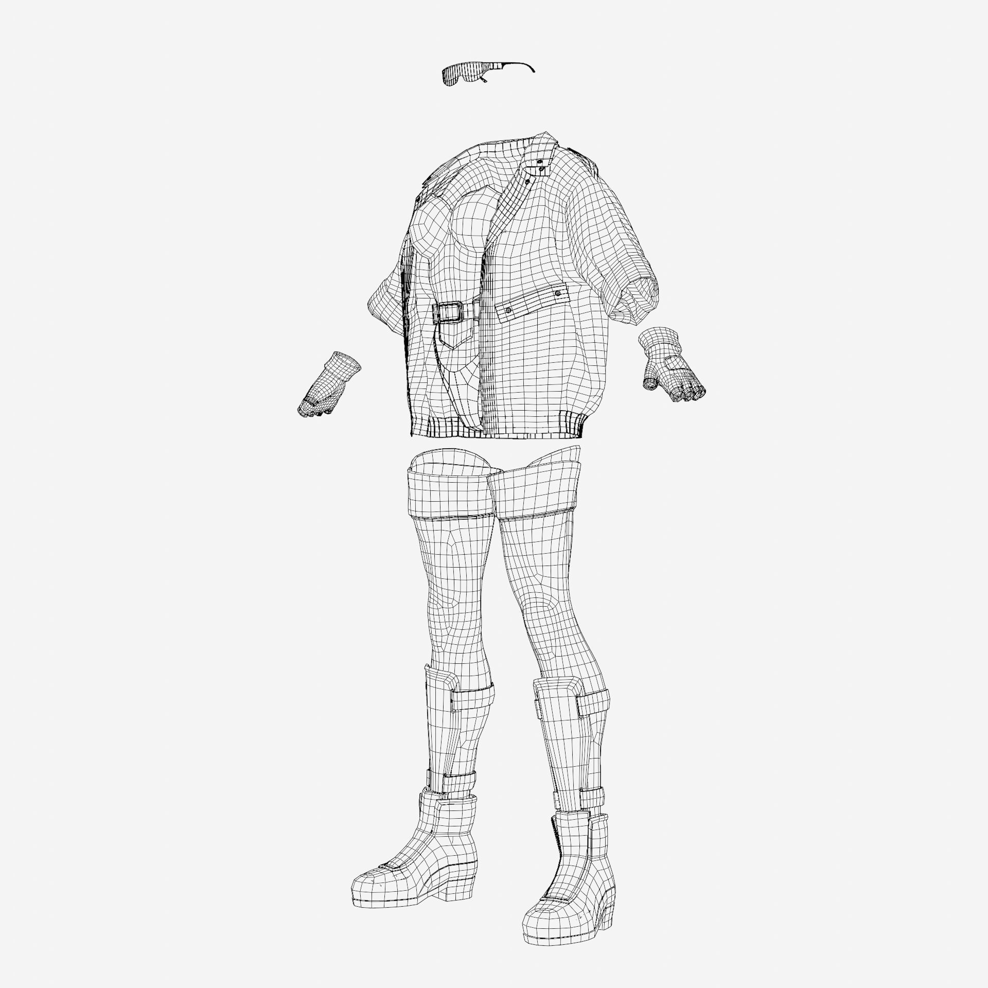 3D model GITS Motoko Kusanagi Outfit costume set VR / AR / low-poly ...