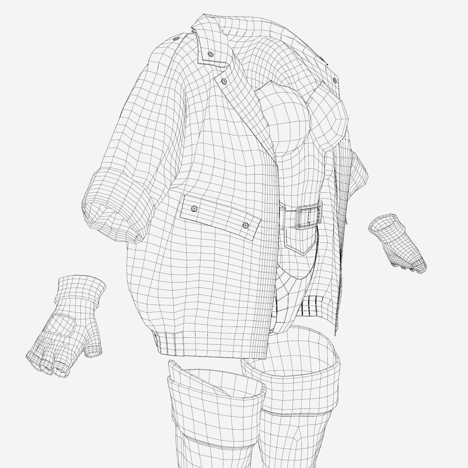 3D model GITS Motoko Kusanagi Outfit costume set VR / AR / low-poly ...