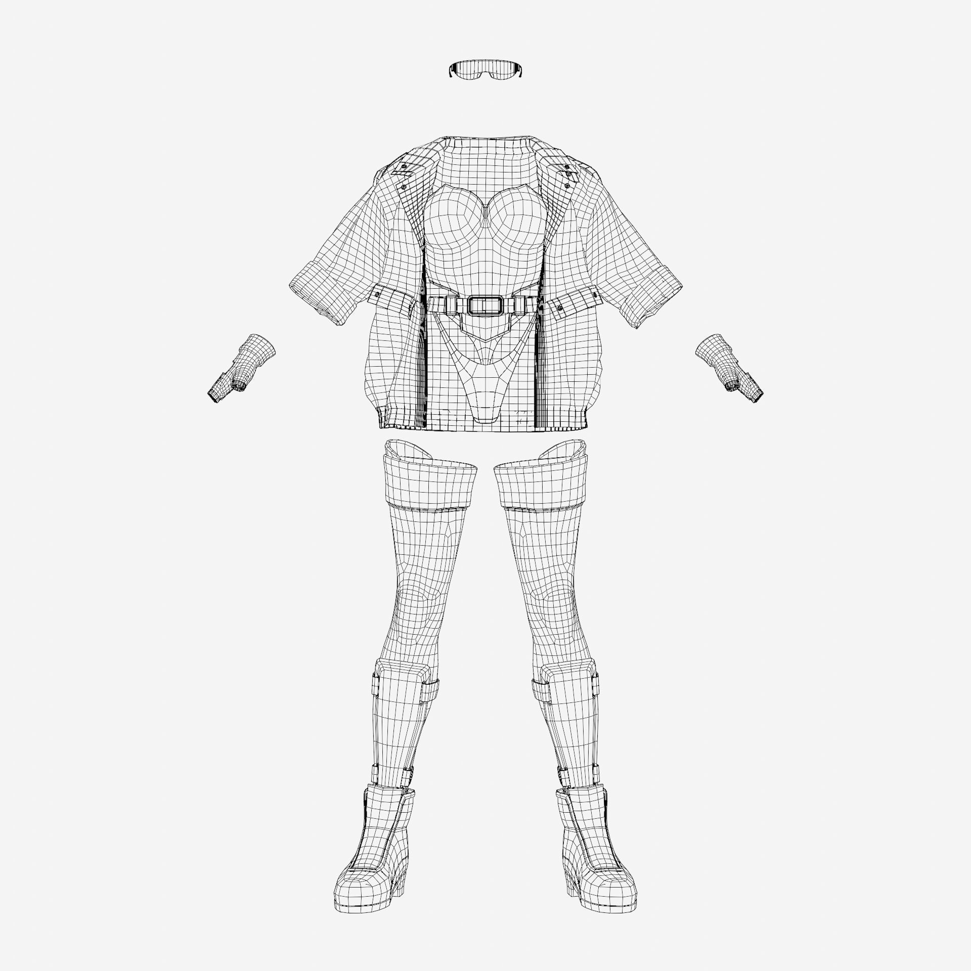 3D model GITS Motoko Kusanagi Outfit costume set VR / AR / low-poly ...