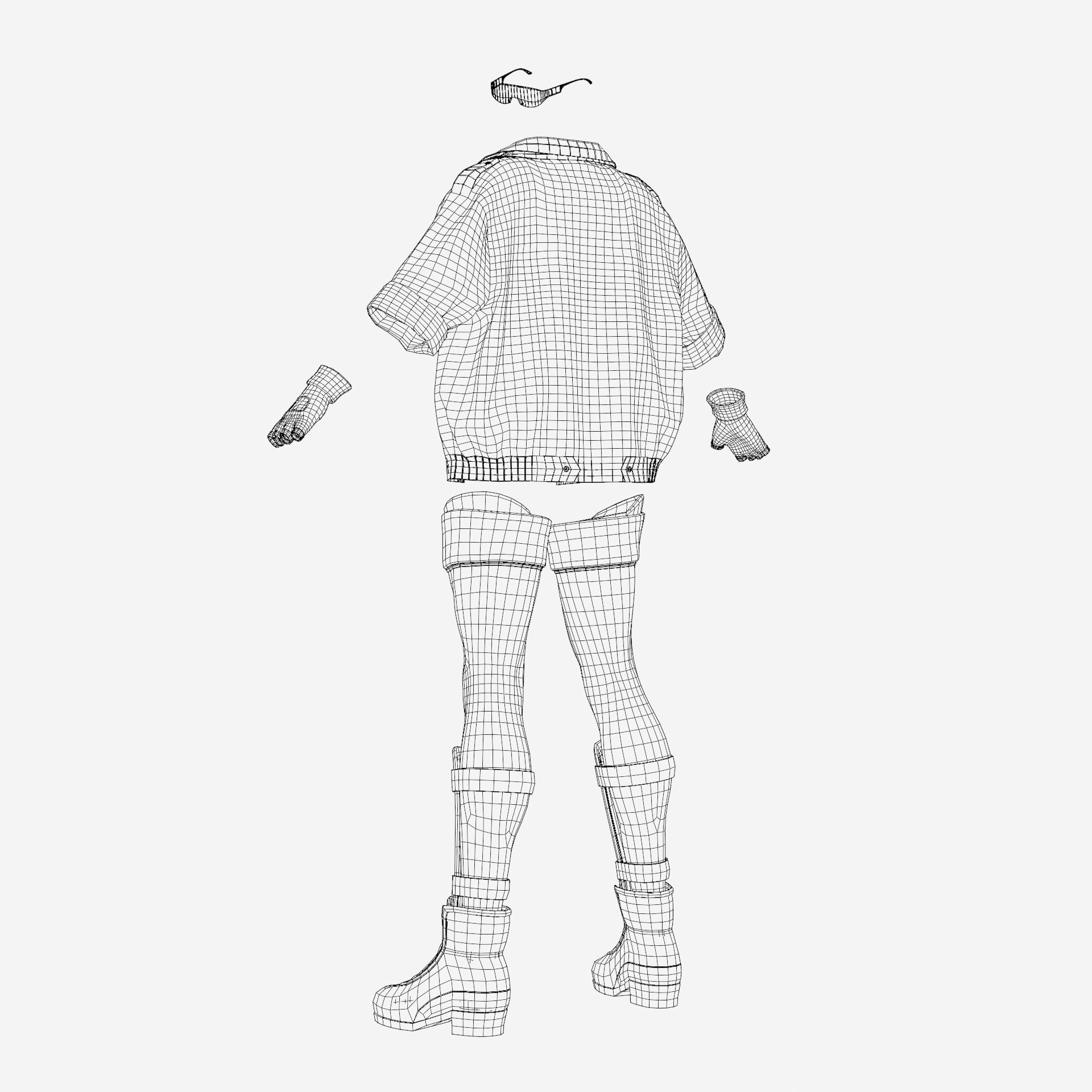 3d Model Gits Motoko Kusanagi Outfit Costume Set Vr Ar Low Poly