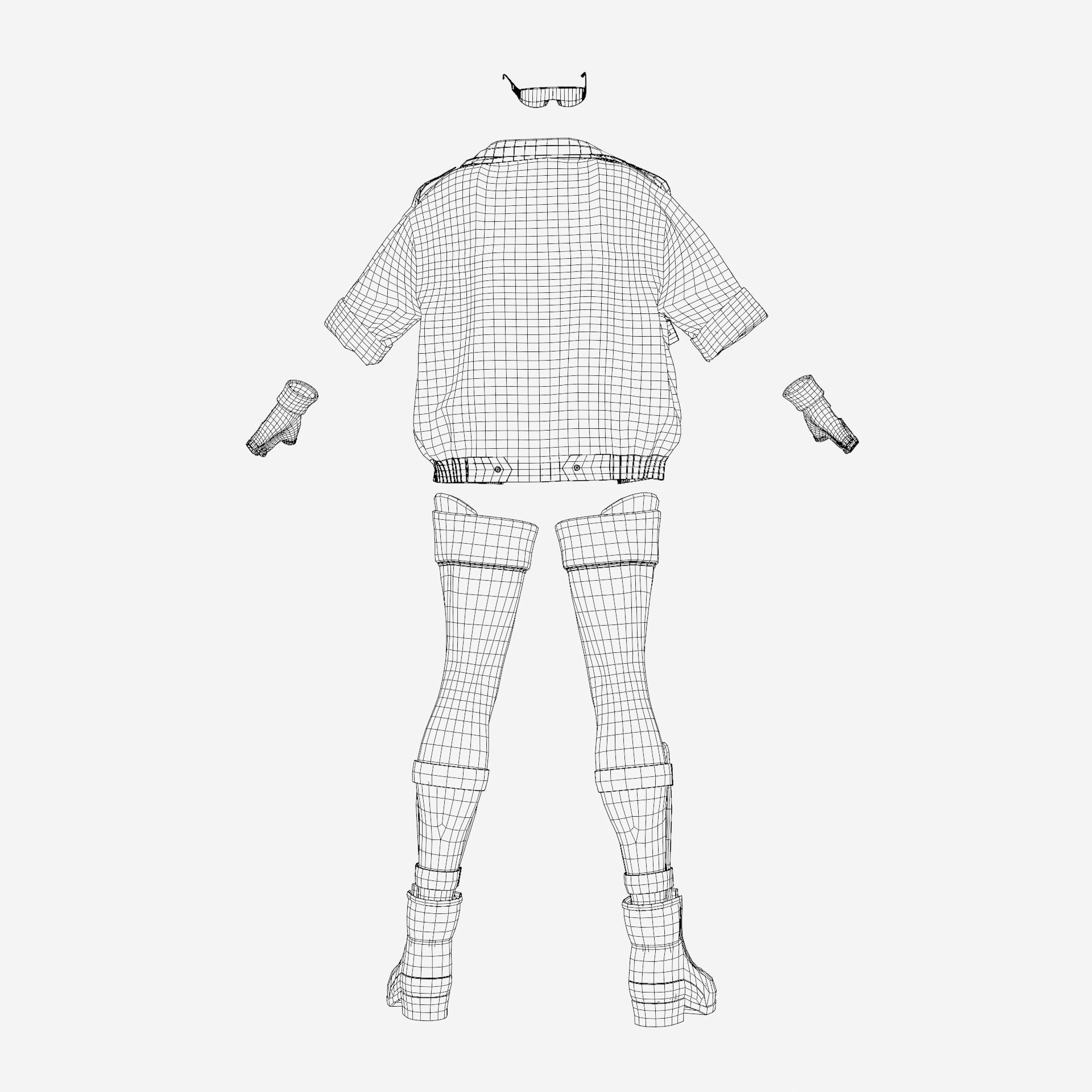 3D model GITS Motoko Kusanagi Outfit costume set VR / AR / low-poly ...