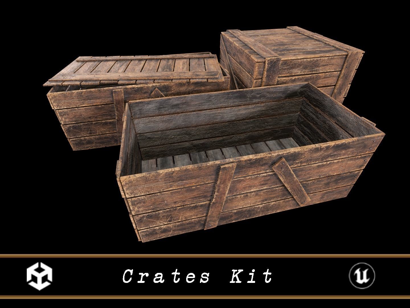 3D model Wooden Crates Kit VR / AR / low-poly | CGTrader