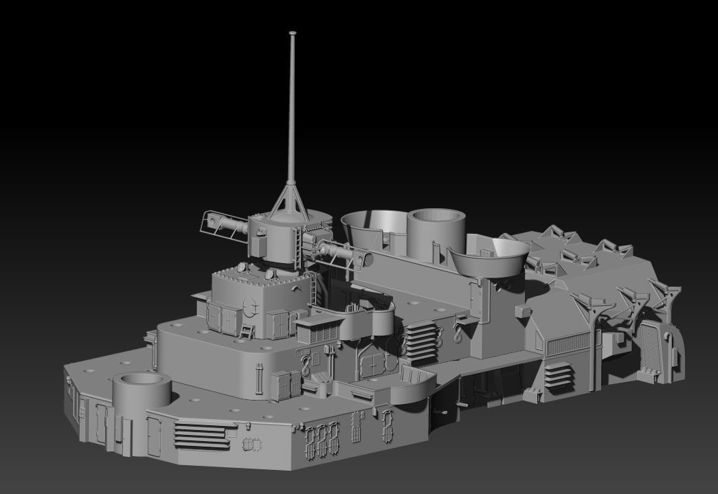 Tirpitz aft superstructure and hanger for 3d print 3D model 3D ...