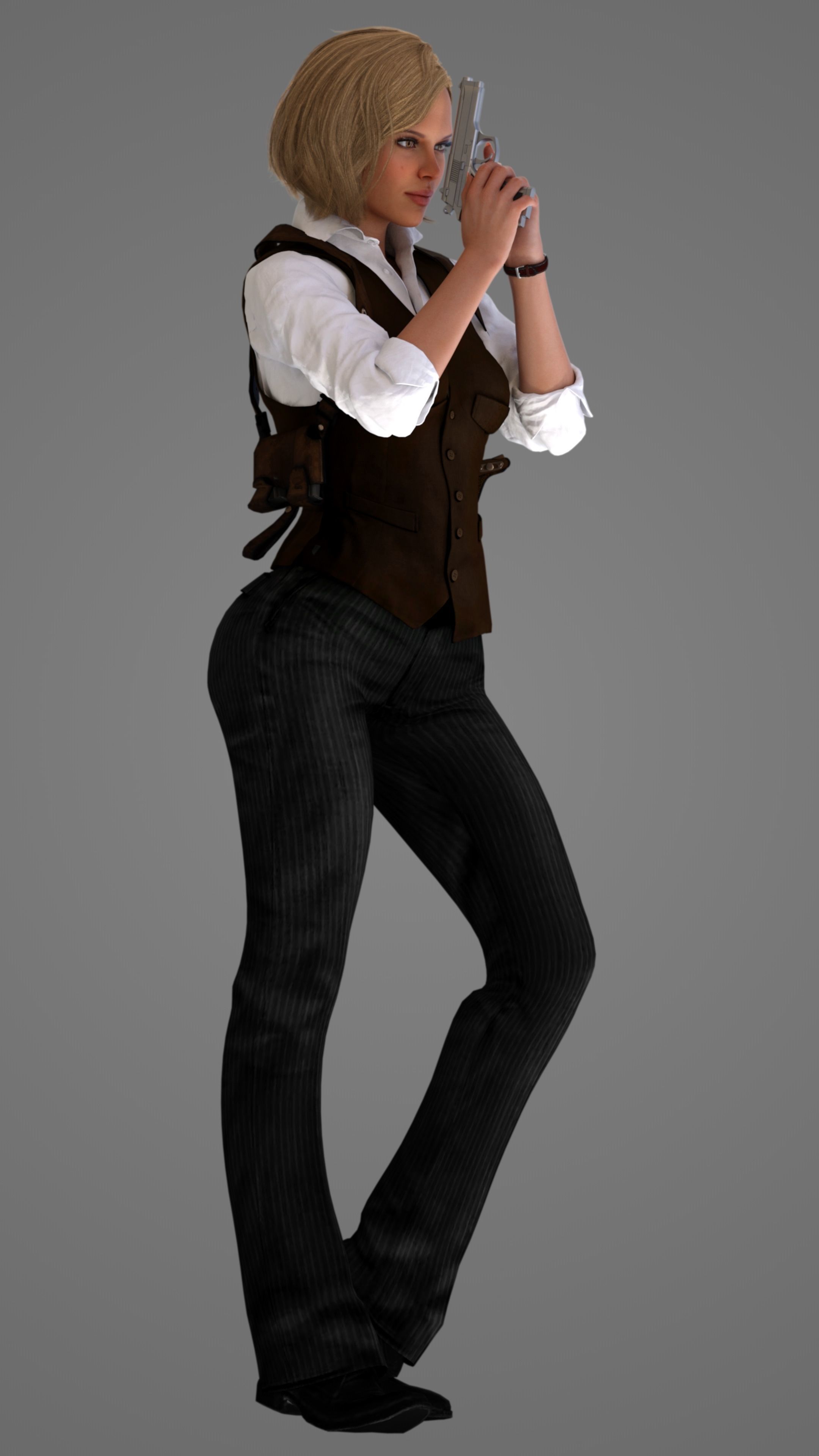 Female Detective Girl 3D model animated rigged | CGTrader