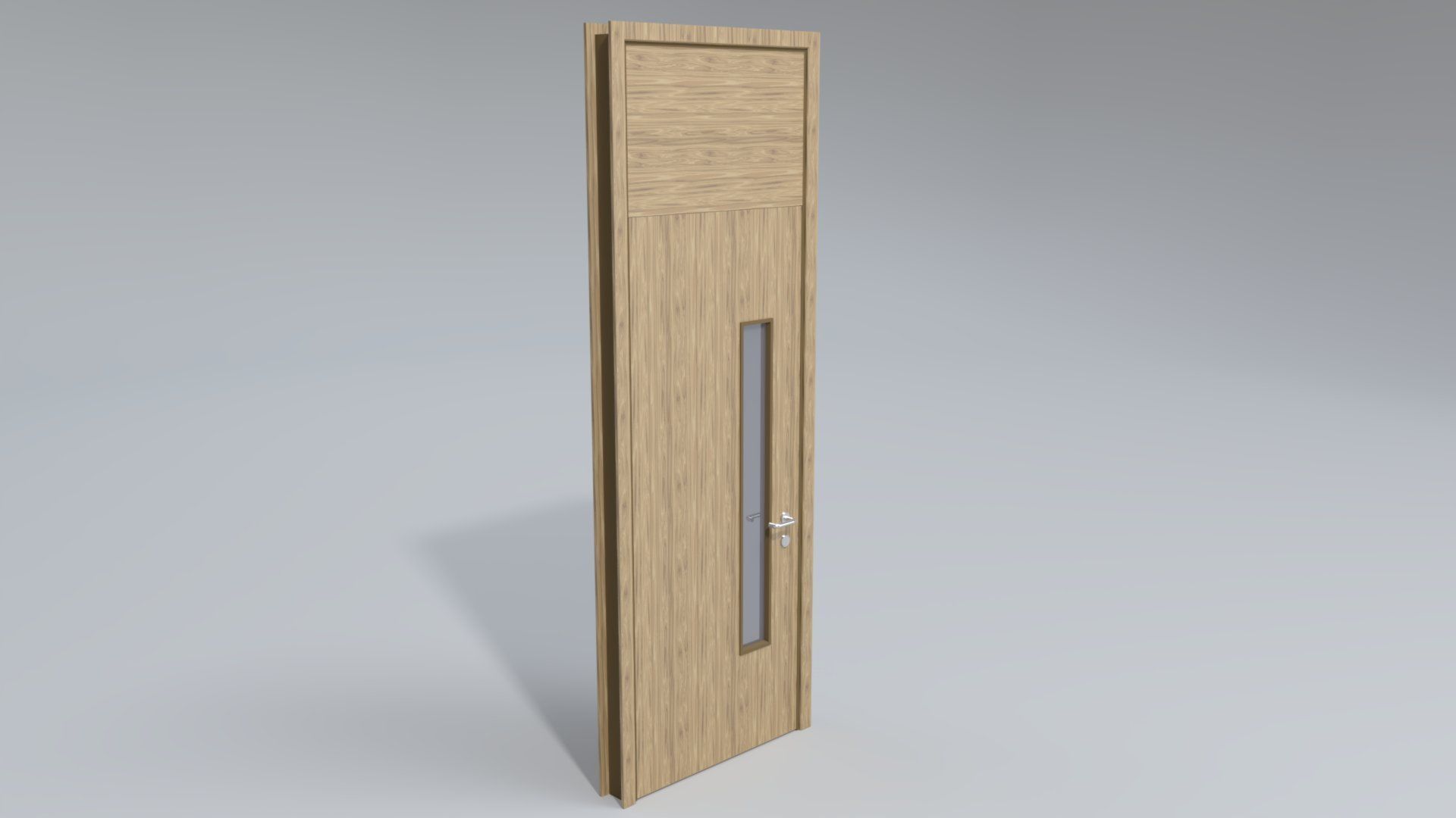 3D model Wooden Door with Frame and Vision Panel VR / AR / low-poly ...