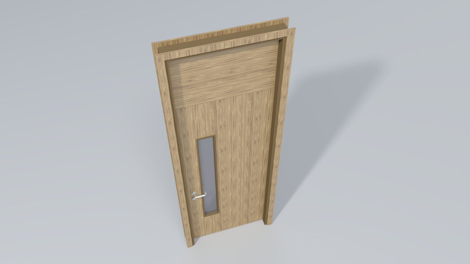 3D model Wooden Door with Frame and Vision Panel VR / AR / low-poly ...