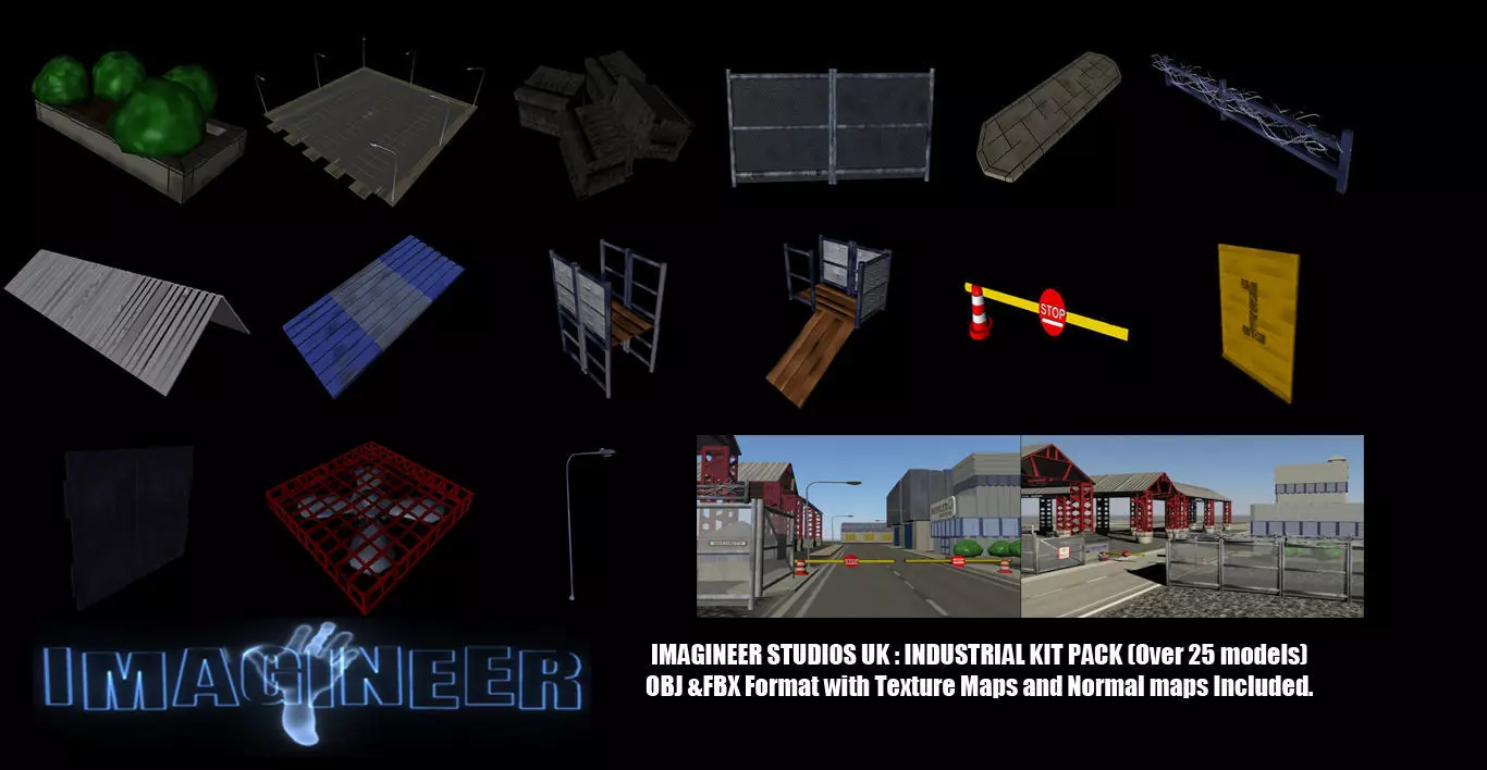 3D model Industrial Kit pack of over 28 individual models VR / AR / low ...