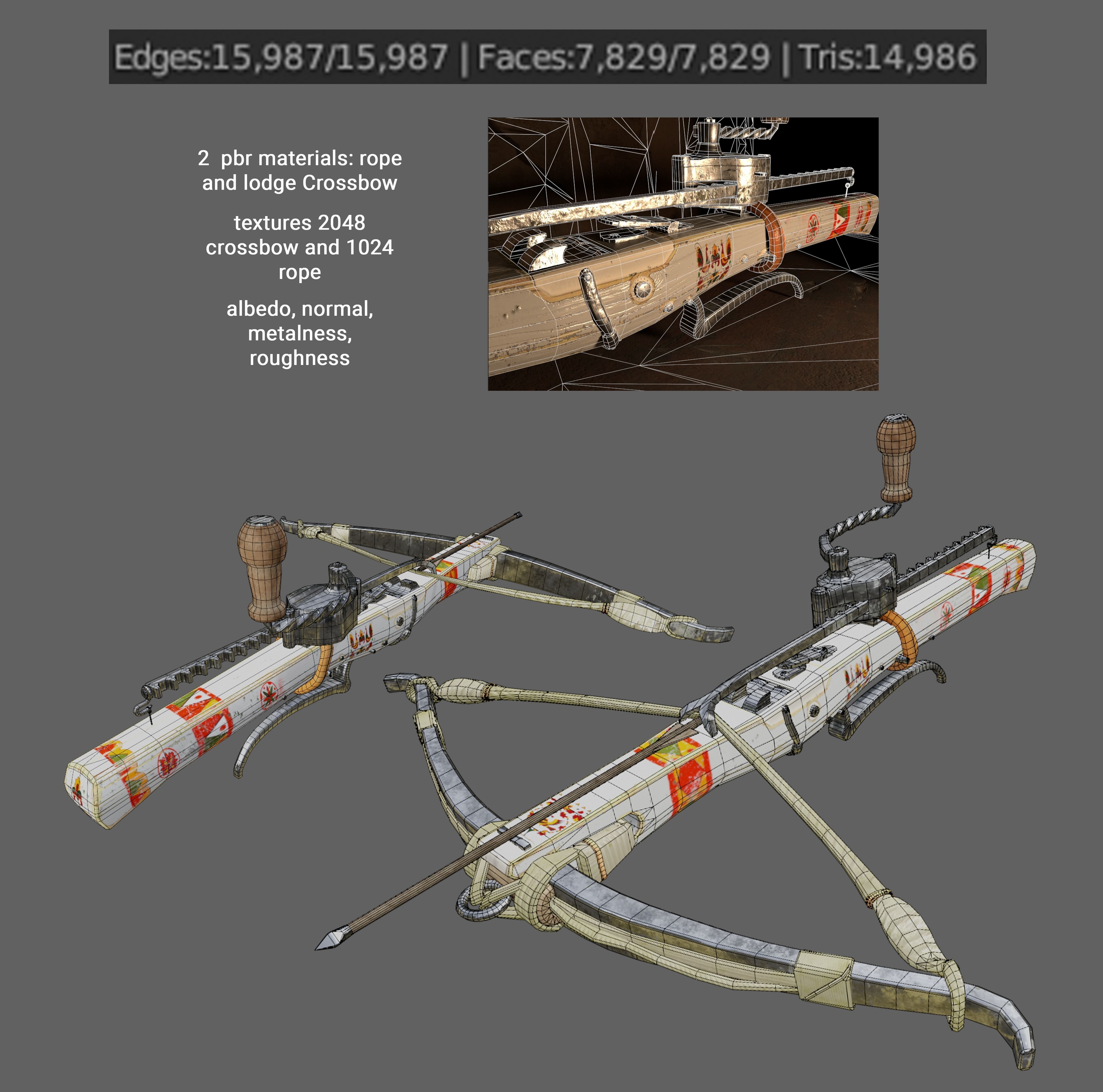 3D model Medieval crossbow fbx for game VR / AR / low-poly | CGTrader
