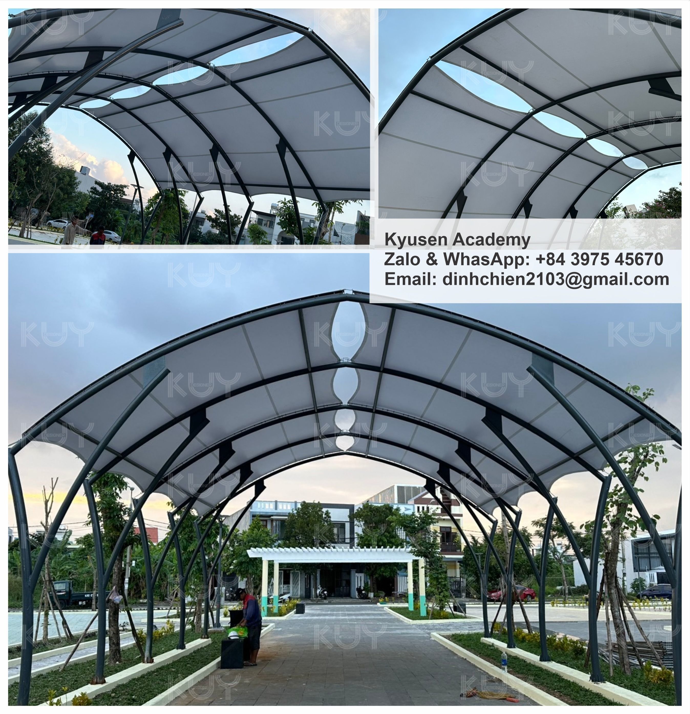 3D model Roof structure for car parking and walkways 2 VR / AR / low ...