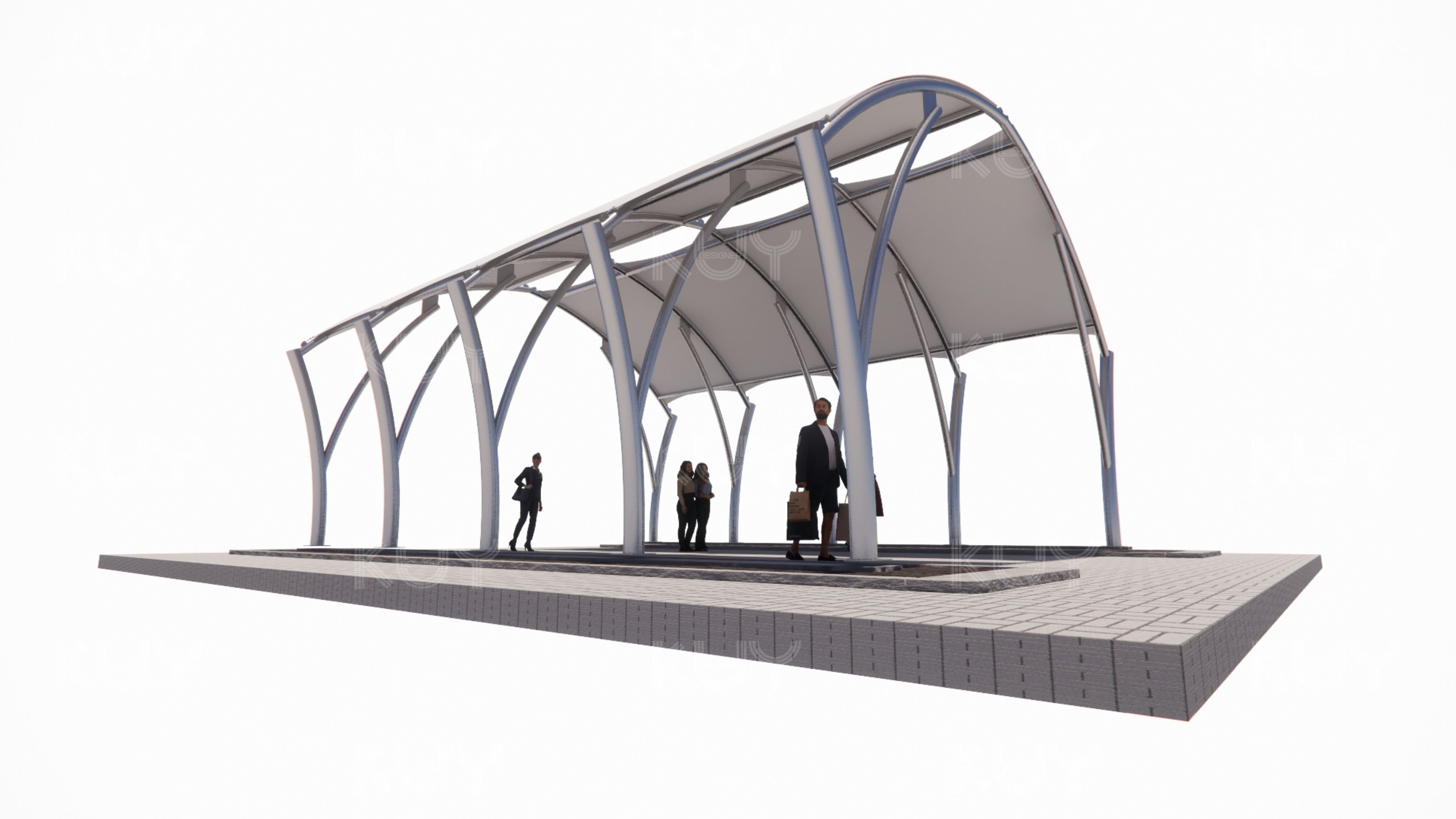 3D model Roof structure for car parking and walkways 2 VR / AR / low-poly | CGTrader