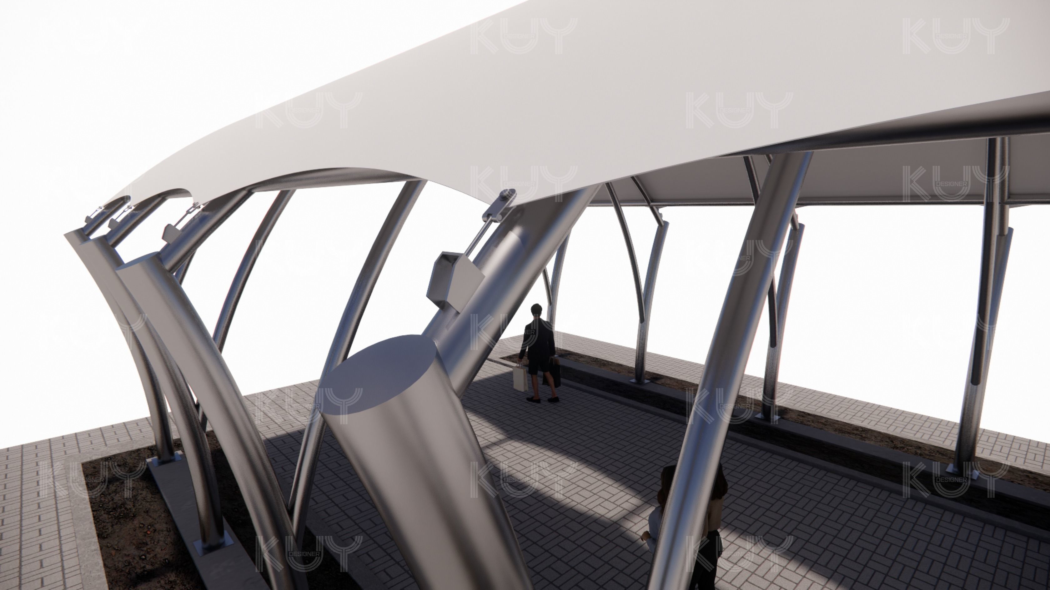 3D model Roof structure for car parking and walkways 2 VR / AR / low-poly | CGTrader