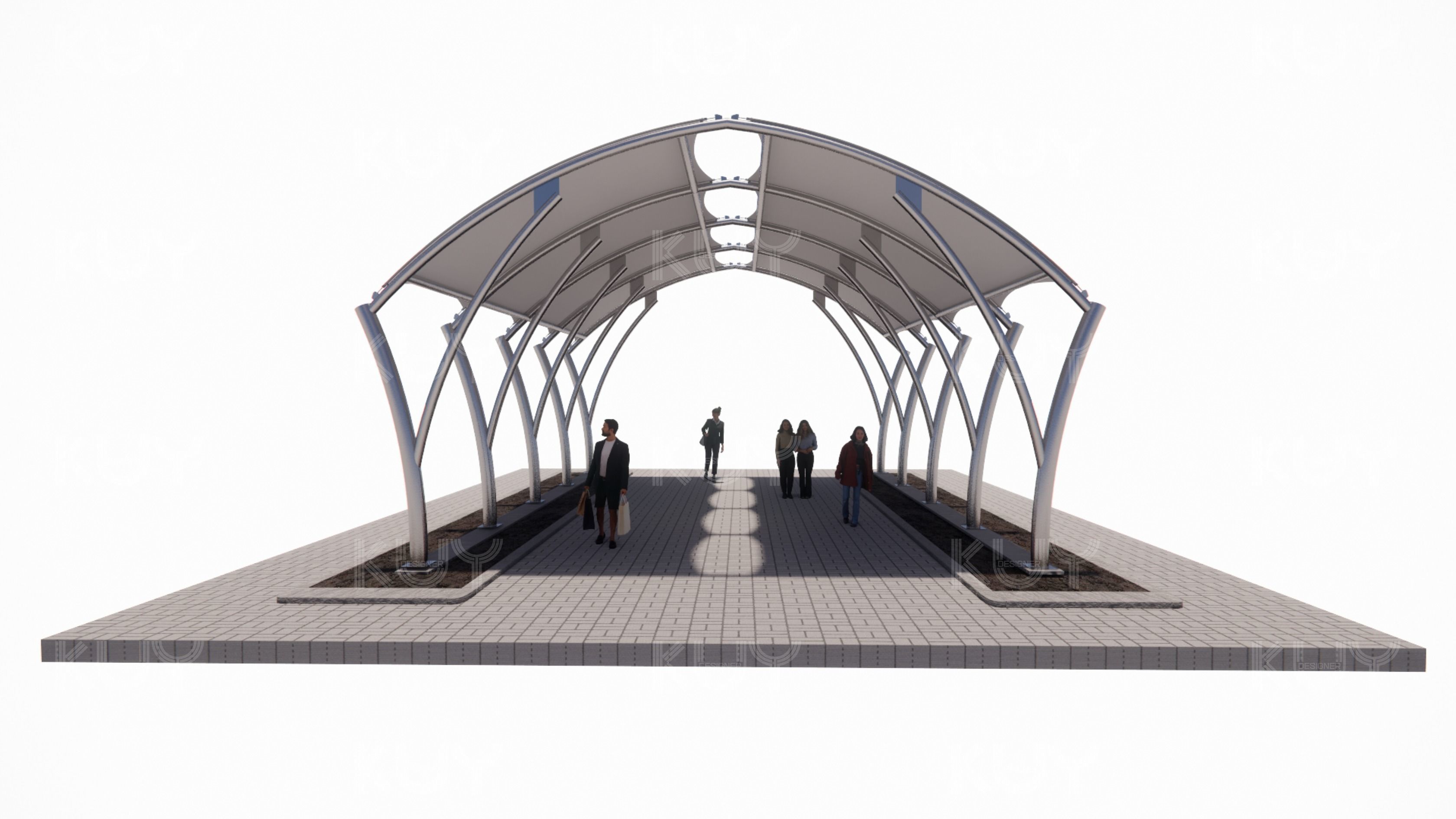 3D model Roof structure for car parking and walkways 2 VR / AR / low ...