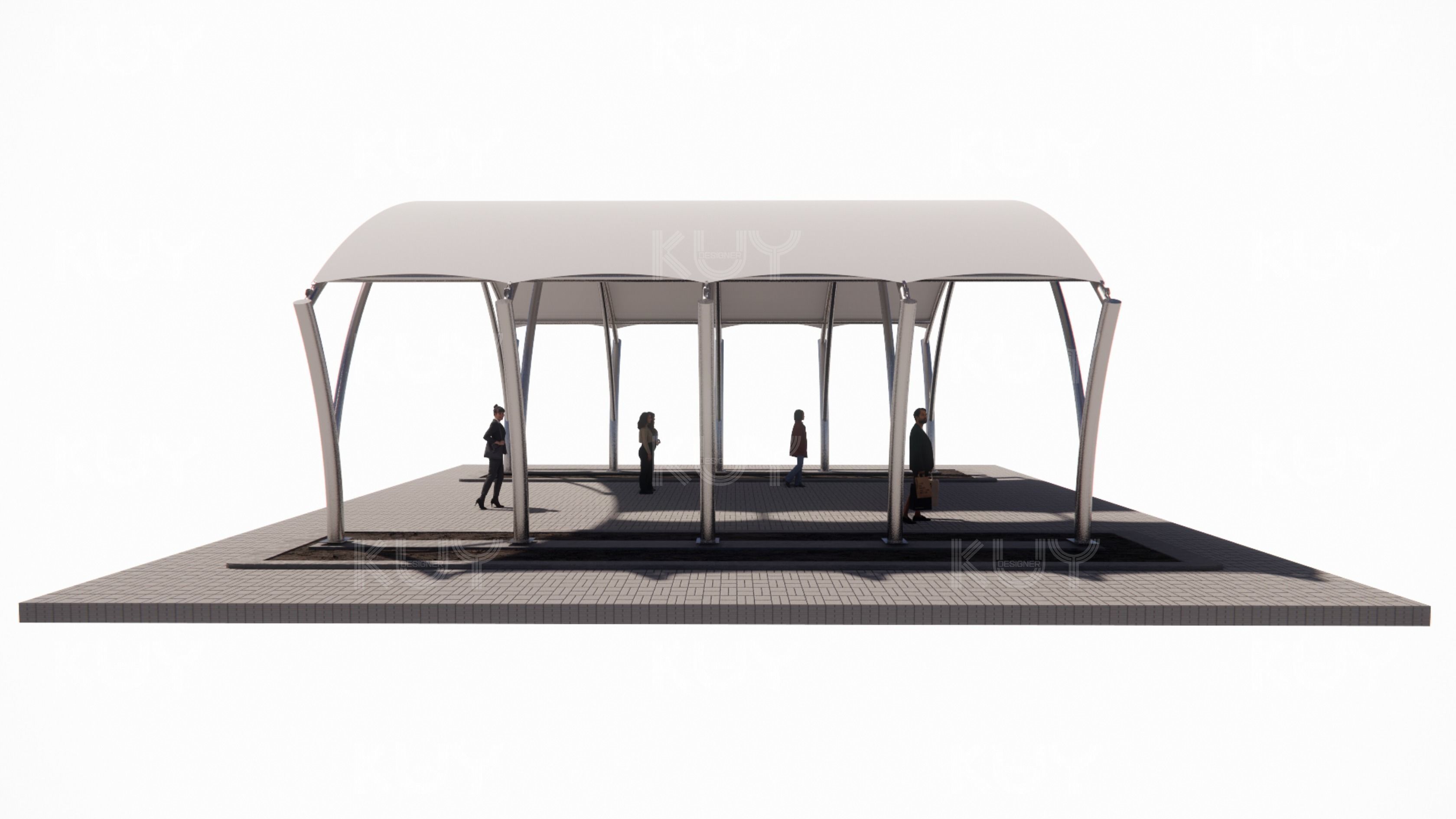 3D model Roof structure for car parking and walkways 2 VR / AR / low ...
