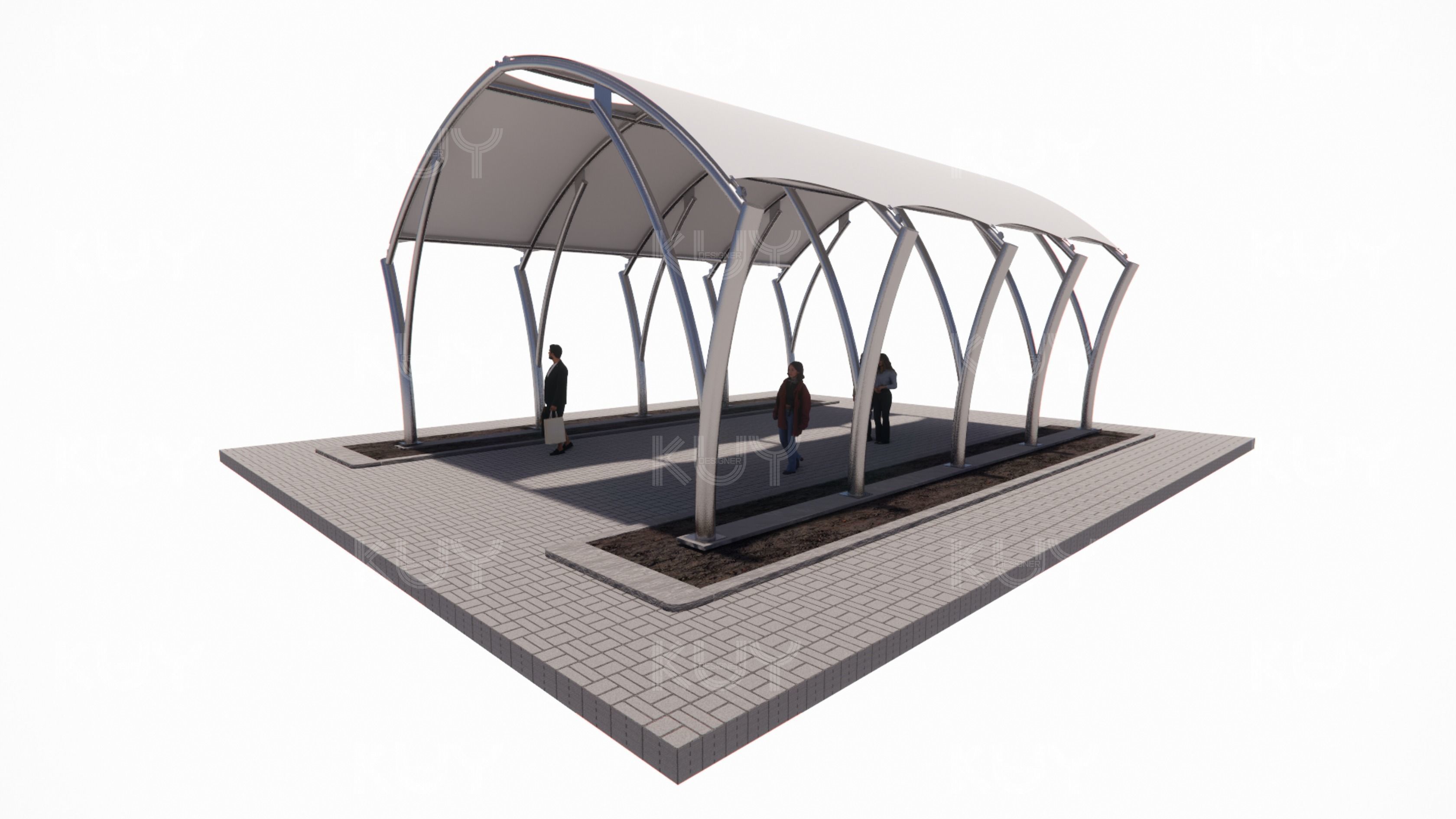 3D model Roof structure for car parking and walkways 2 VR / AR / low-poly | CGTrader